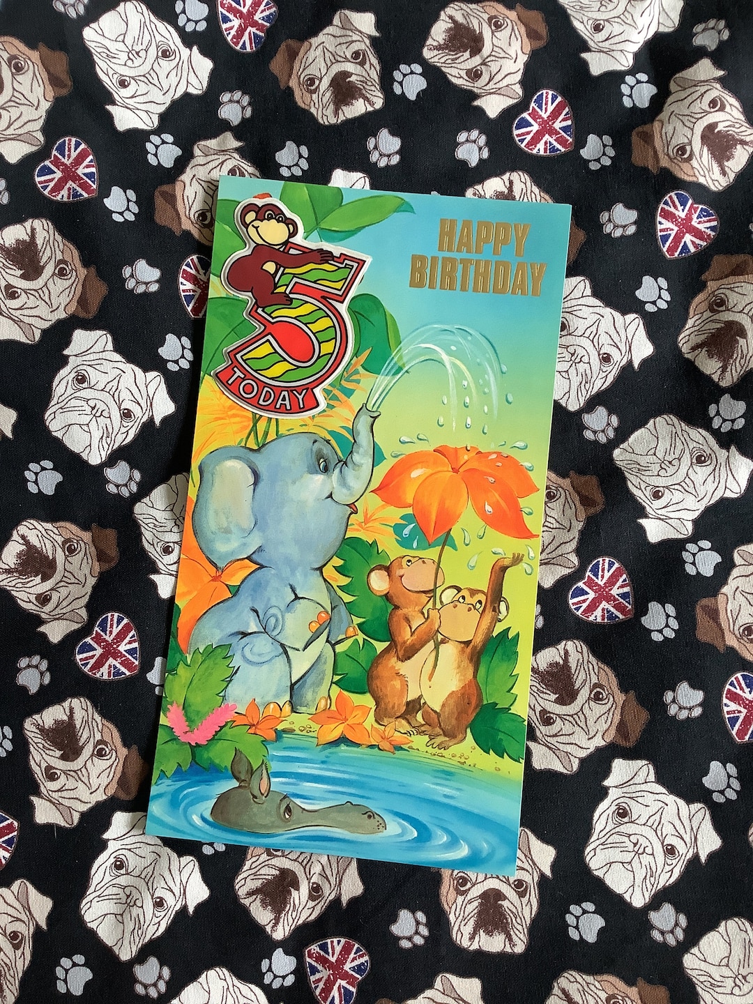 RARE Vintage Circa 1970s 'happy Birthday 5 Today' Large Jungle Themed ...