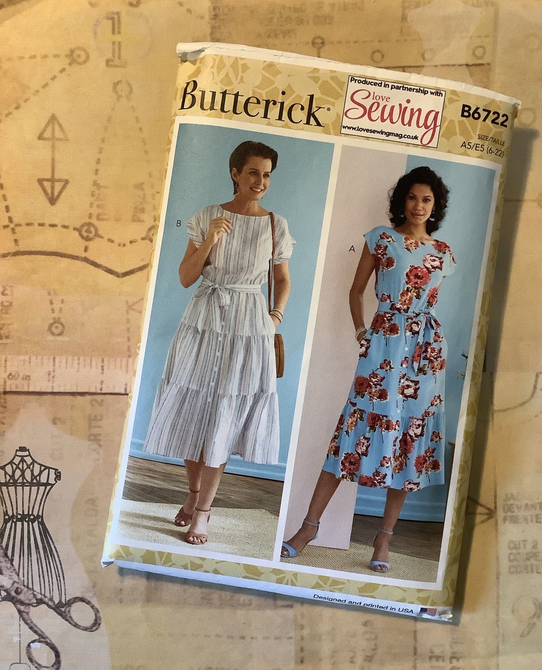 Uncut 2021 Butterick Sewing Pattern B6722 for Misses' Dresses in 2 ...