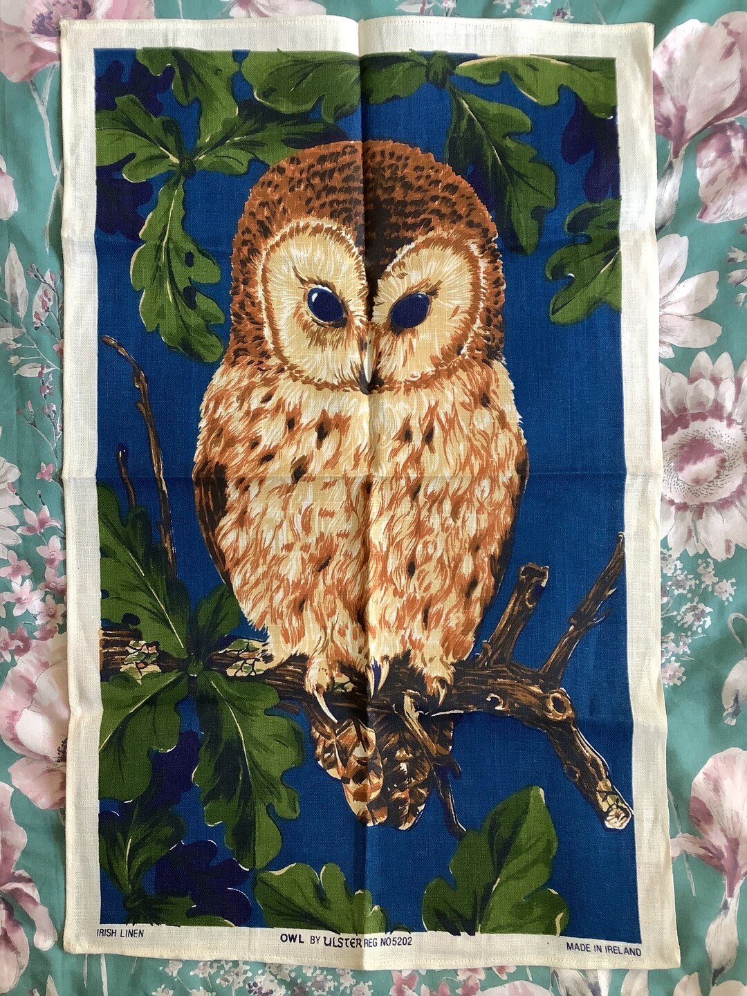 VERY RARE & Stunning Vintage Circa 1970s 'owl' Unused Linen Tea Towel ...