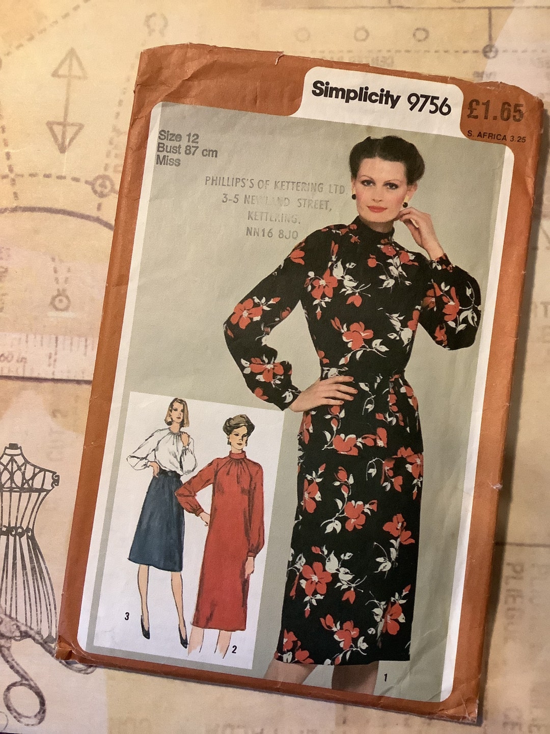 RARE Vintage 1980 Simplicity Pattern No 9756 Misses' Dress or Two Piece ...