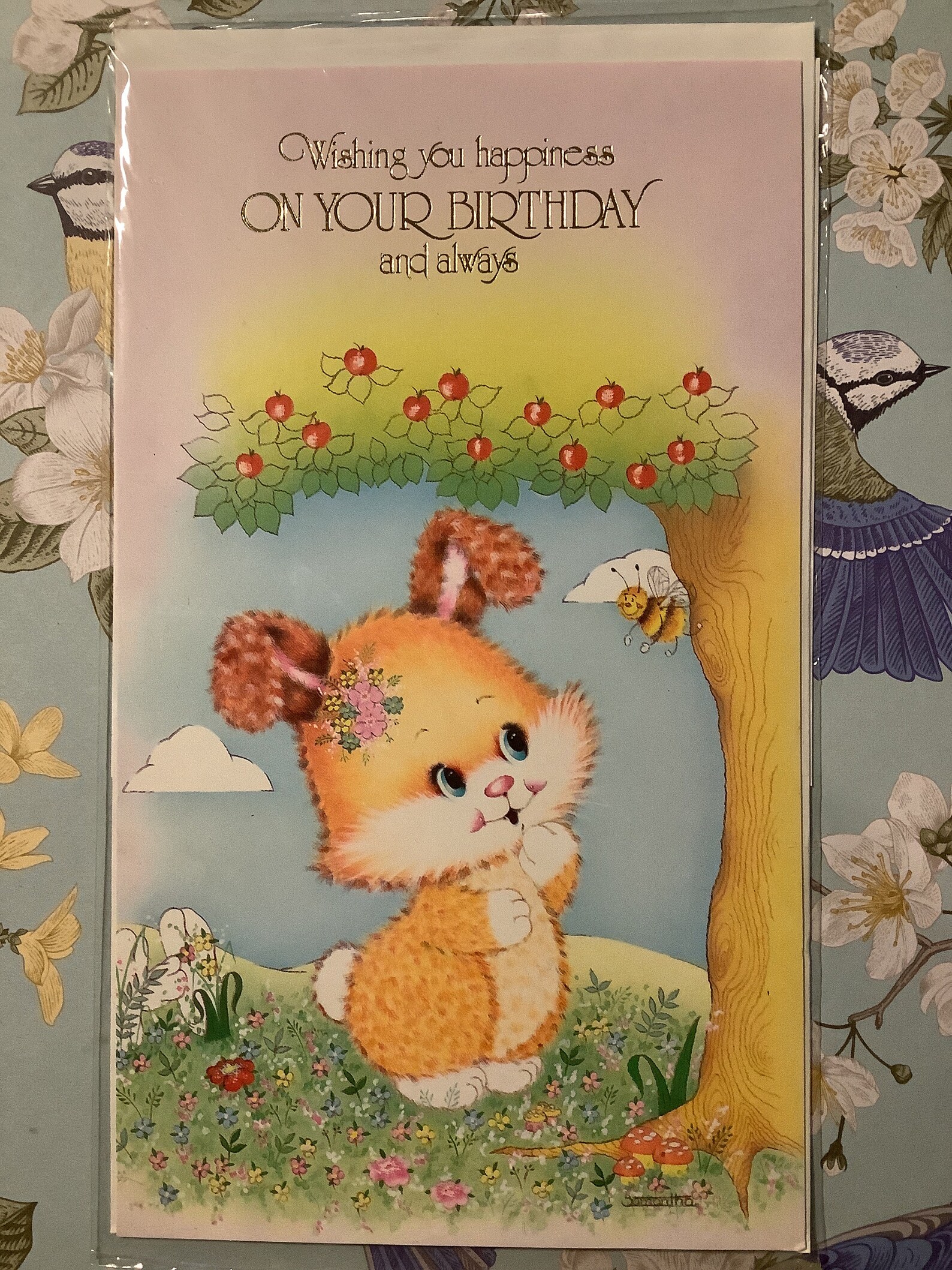 RARE Vintage Circa 1980s Birthday Card With Kitsch Rabbit and Bumblebee ...