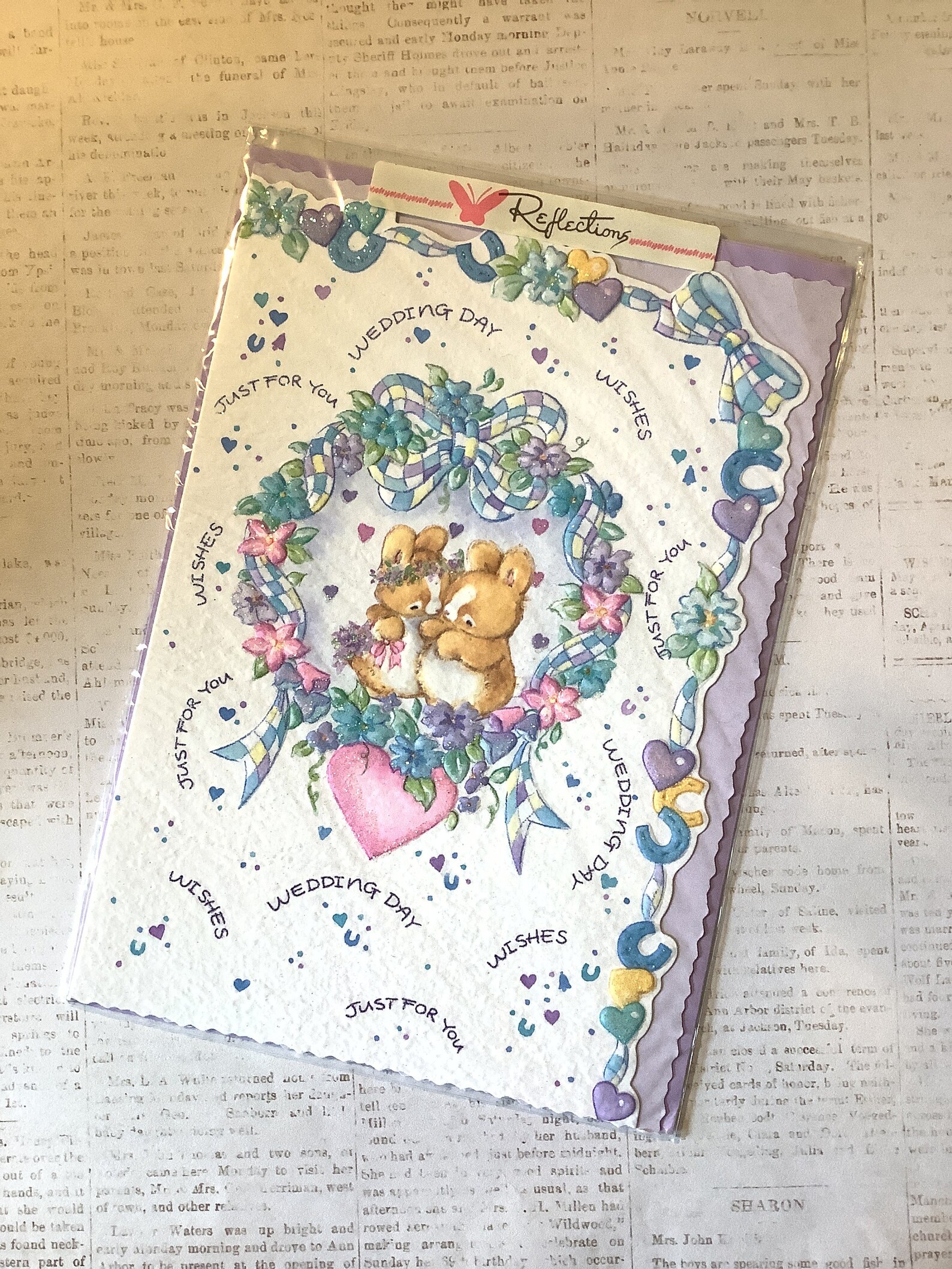 ADORABLE Vintage Circa 1990s 'wedding Day Wishes Just for You' Card ...