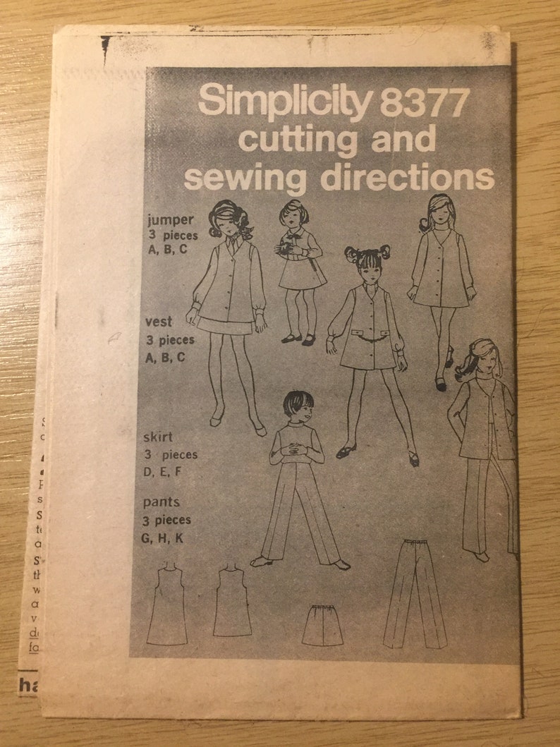 RARE Vintage 1969 Simplicity Pattern No 8377 Child's and | Etsy