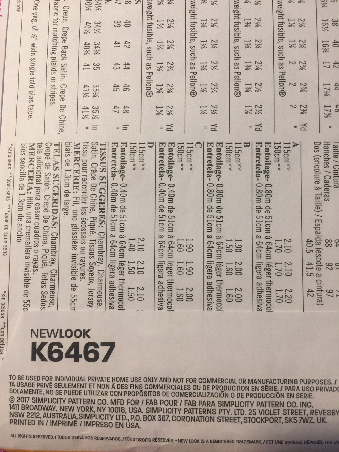 Uncut 2017 New Look Sewing Pattern No K6467 for Ladies Dresses - Etsy