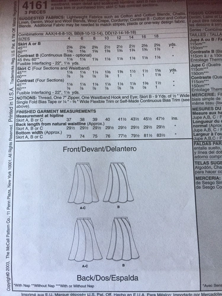 Uncut 2003 Mccall's Pattern No 4161 for Three Styles of | Etsy