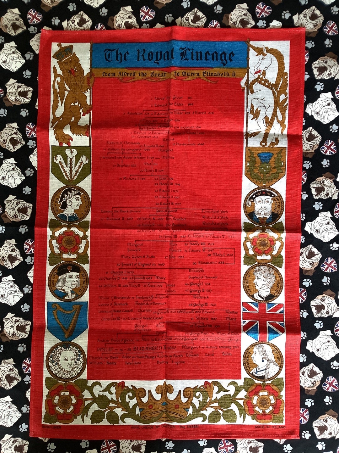 RARE Vintage Unused the Royal Lineage Large Linen Union Tea Towel ...