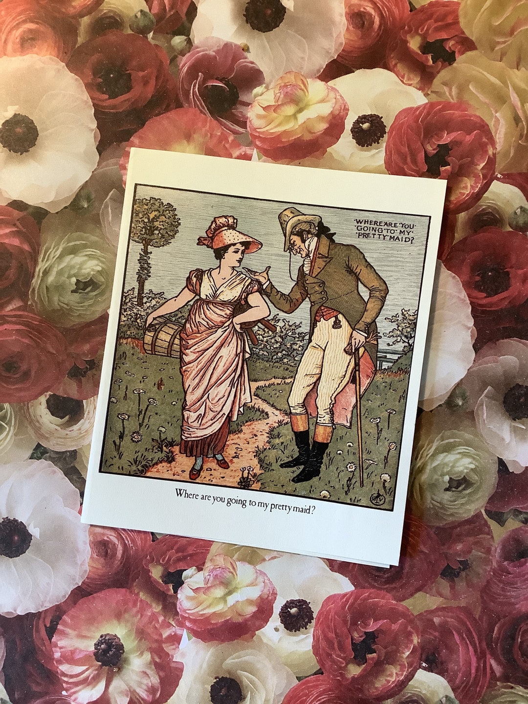 Vintage Walter Crane Nursery Rhyme Card – 'where Are You Going to My ...