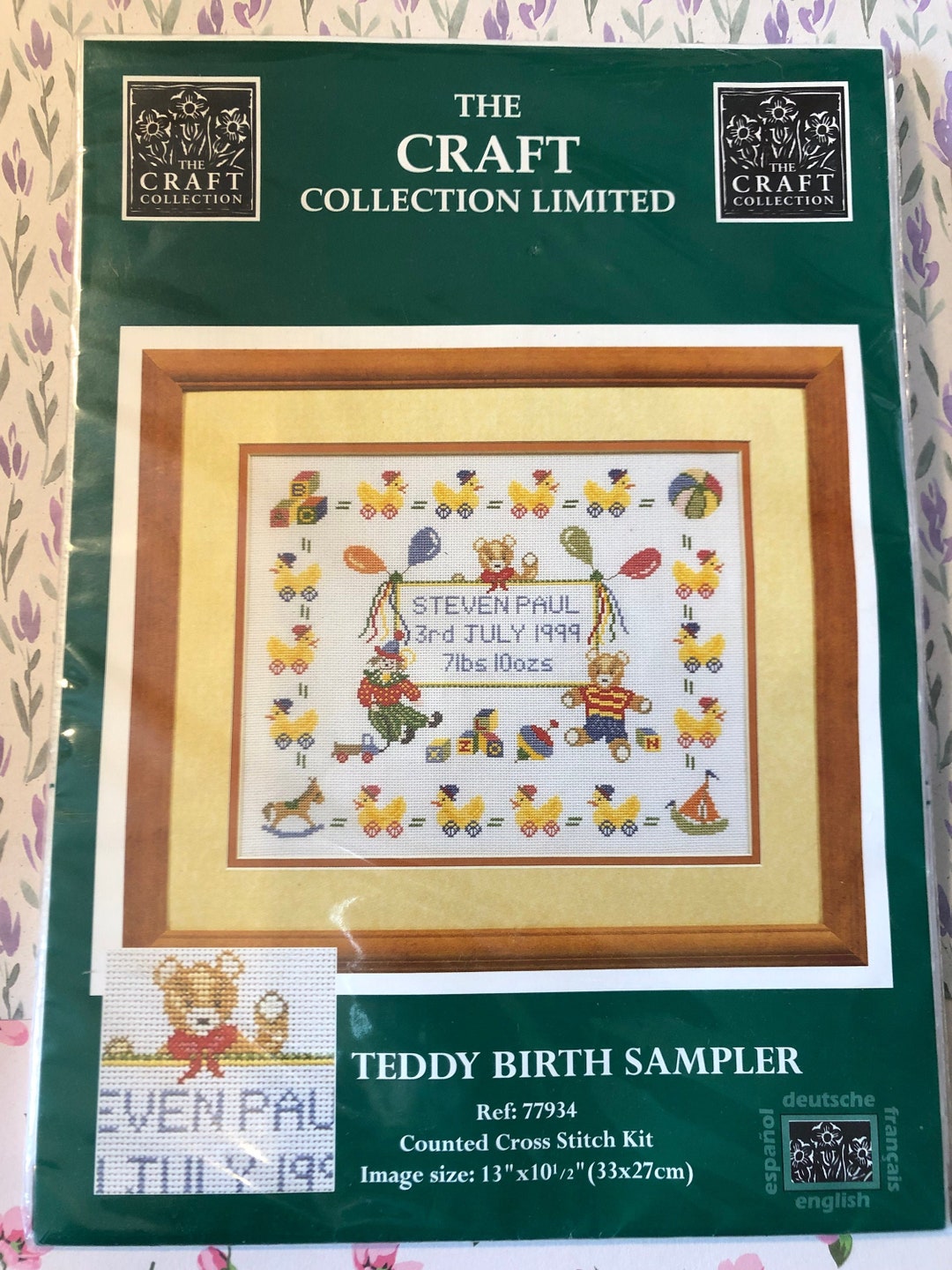 Vintage 1999 the Craft Collection Limited 'teddy Birth Sampler ...