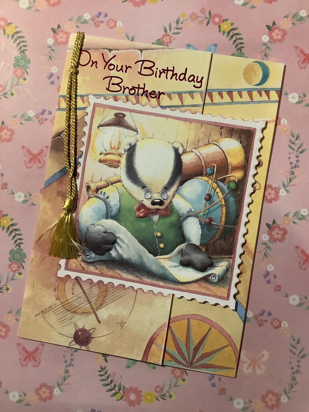 Vintage 1990s 'on Your Birthday Brother' Card With Cute Badger ...