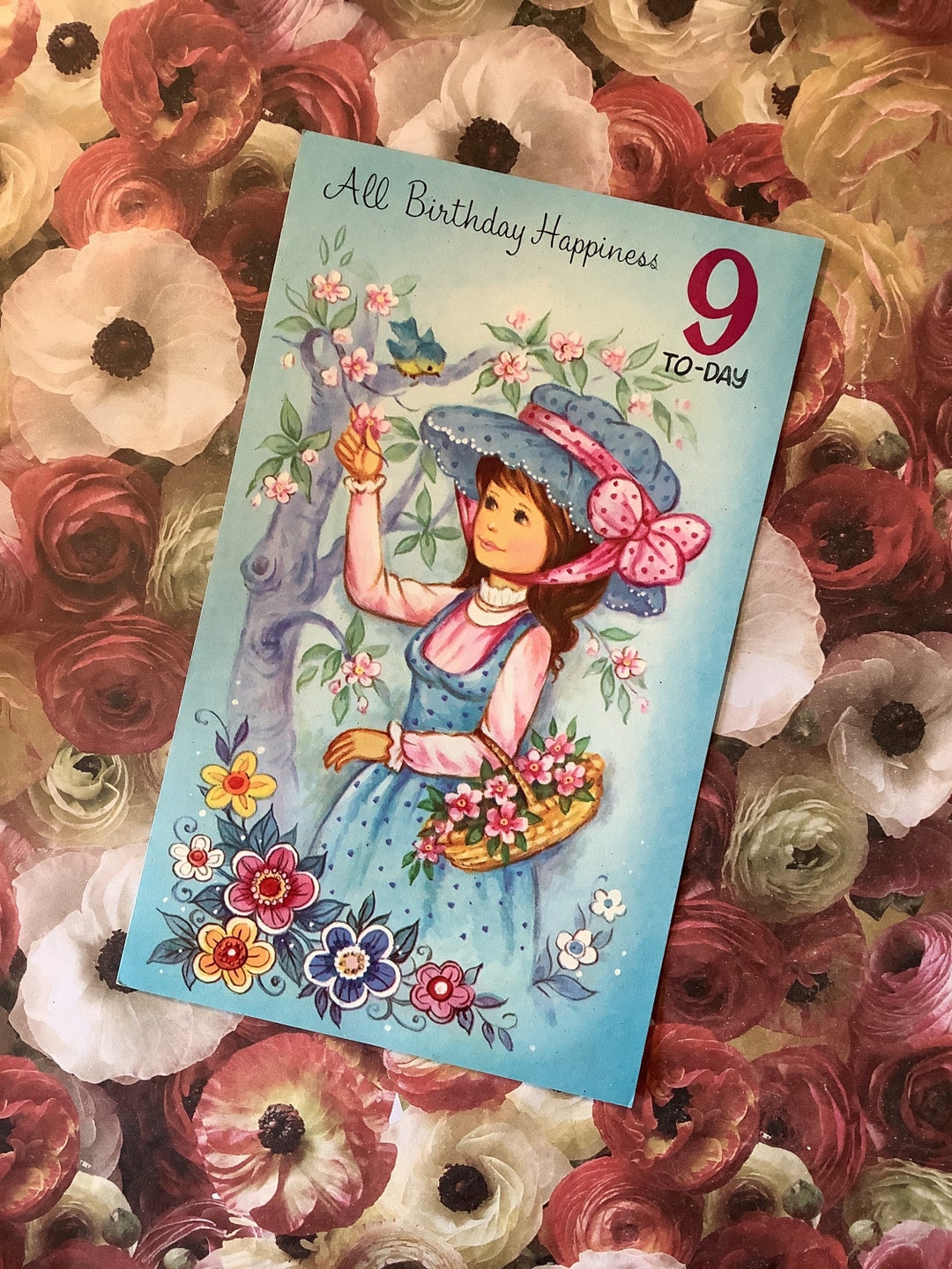 RARE Vintage Circa 1970s 'all Birthday Happiness 9 Today' Card - Pretty ...