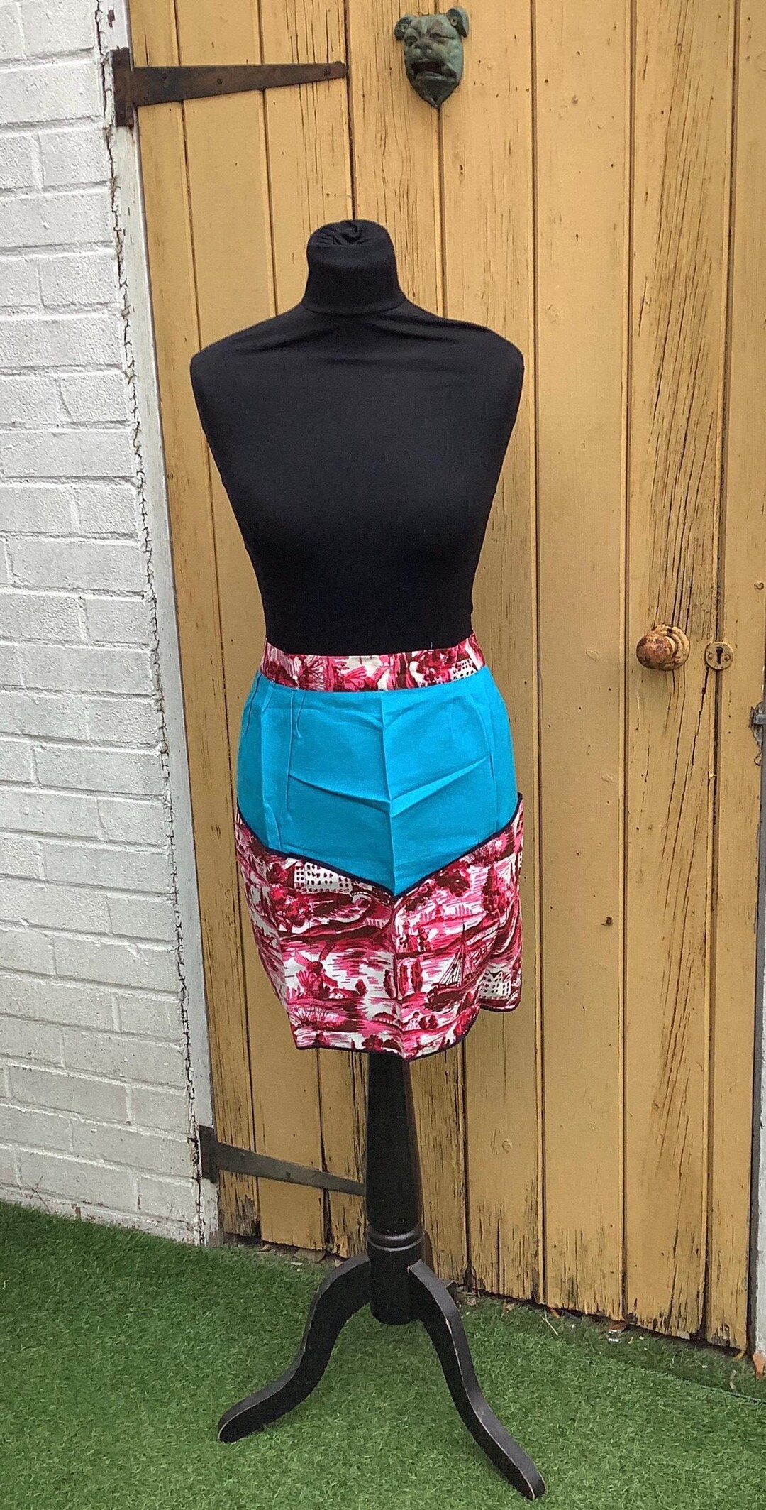 TRUE VINTAGE Circa 1970s or Earlier Stunning Blue &pink Half Pinny ...