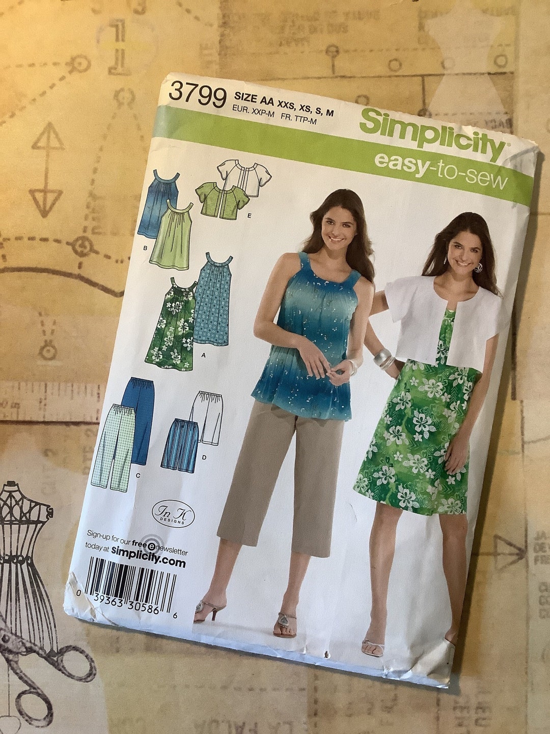 Uncut 2007 Simplicity 'easy-to-sew' Sewing Pattern No 3799 for Misses ...