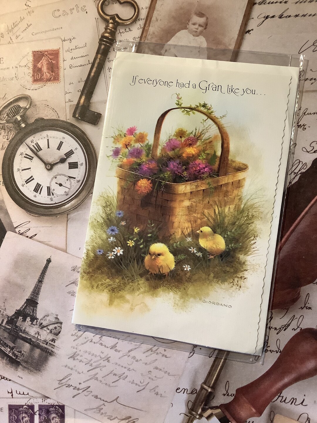 VERY RARE Vintage 1970s Gran Birthday Card - ADORABLE Floral Basket ...