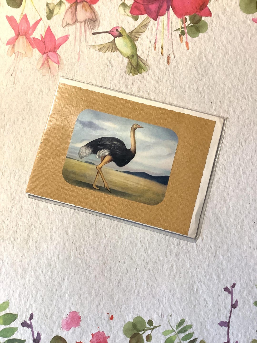 EXTREMELY RARE Vintage Circa 1960s Mini Blank Card Featuring an Ostrich ...