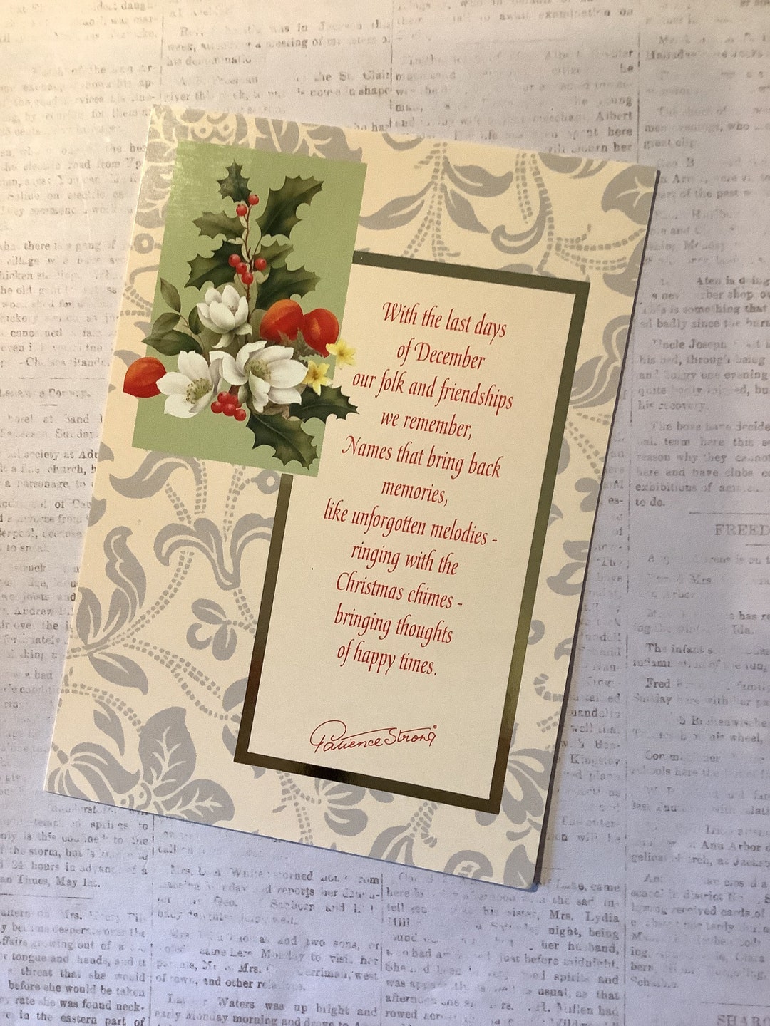 RARE Vintage Circa 1990s 'patience Strong' Verse Blank Xmas Card ...