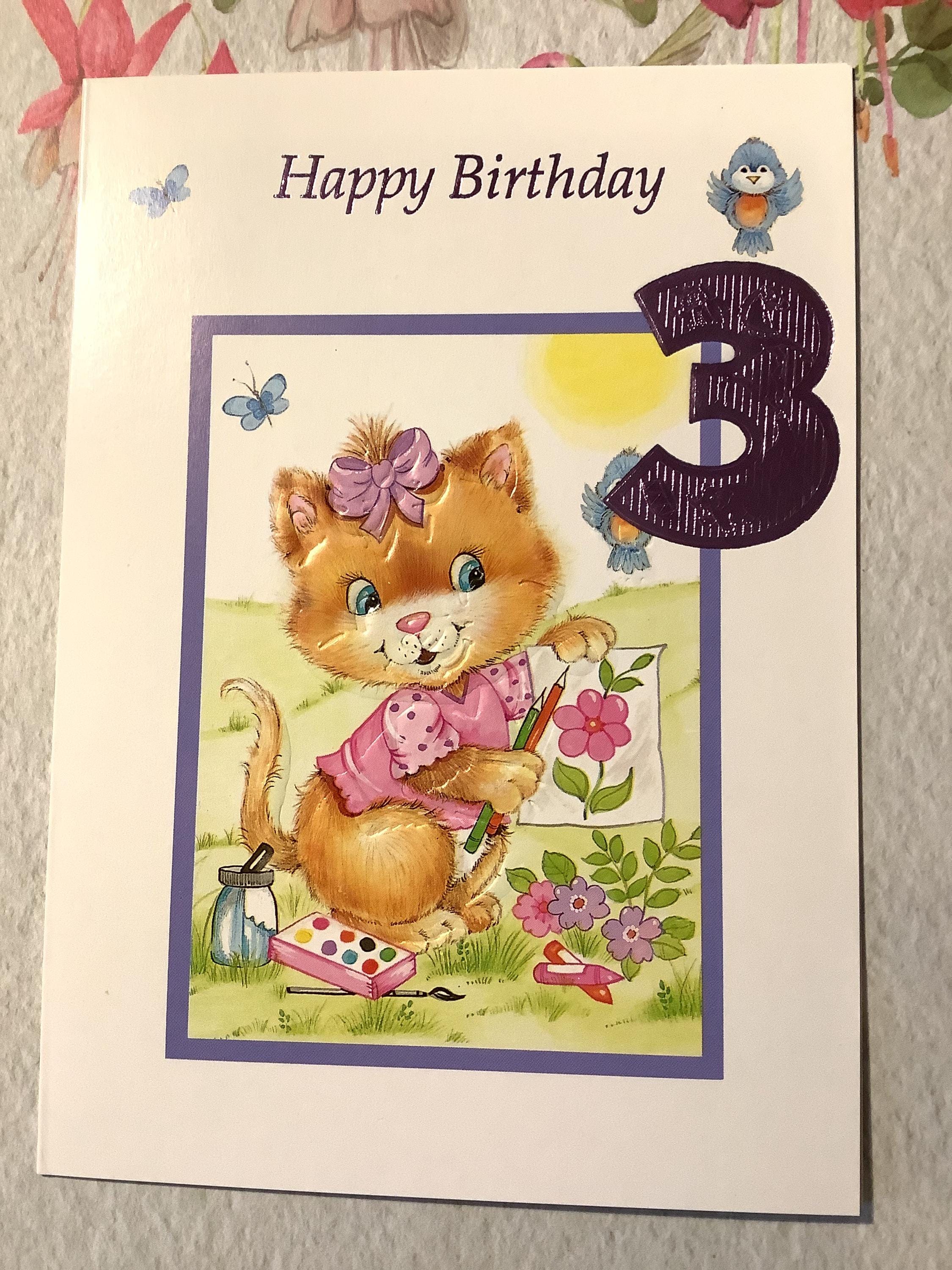 RARE Vintage Circa 1980s 3rd Birthday Card With Cute Artist Cat ...
