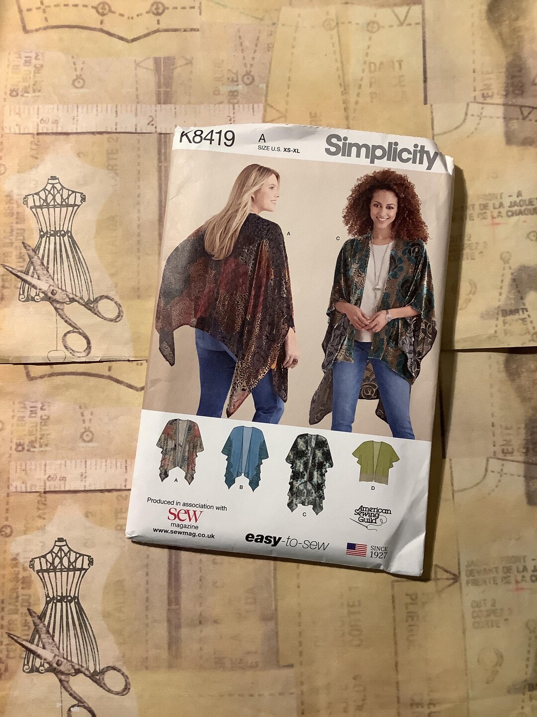 Uncut 2018 Simplicity Sewing Pattern K8419 - Misses' Kimono Style Wrap ...