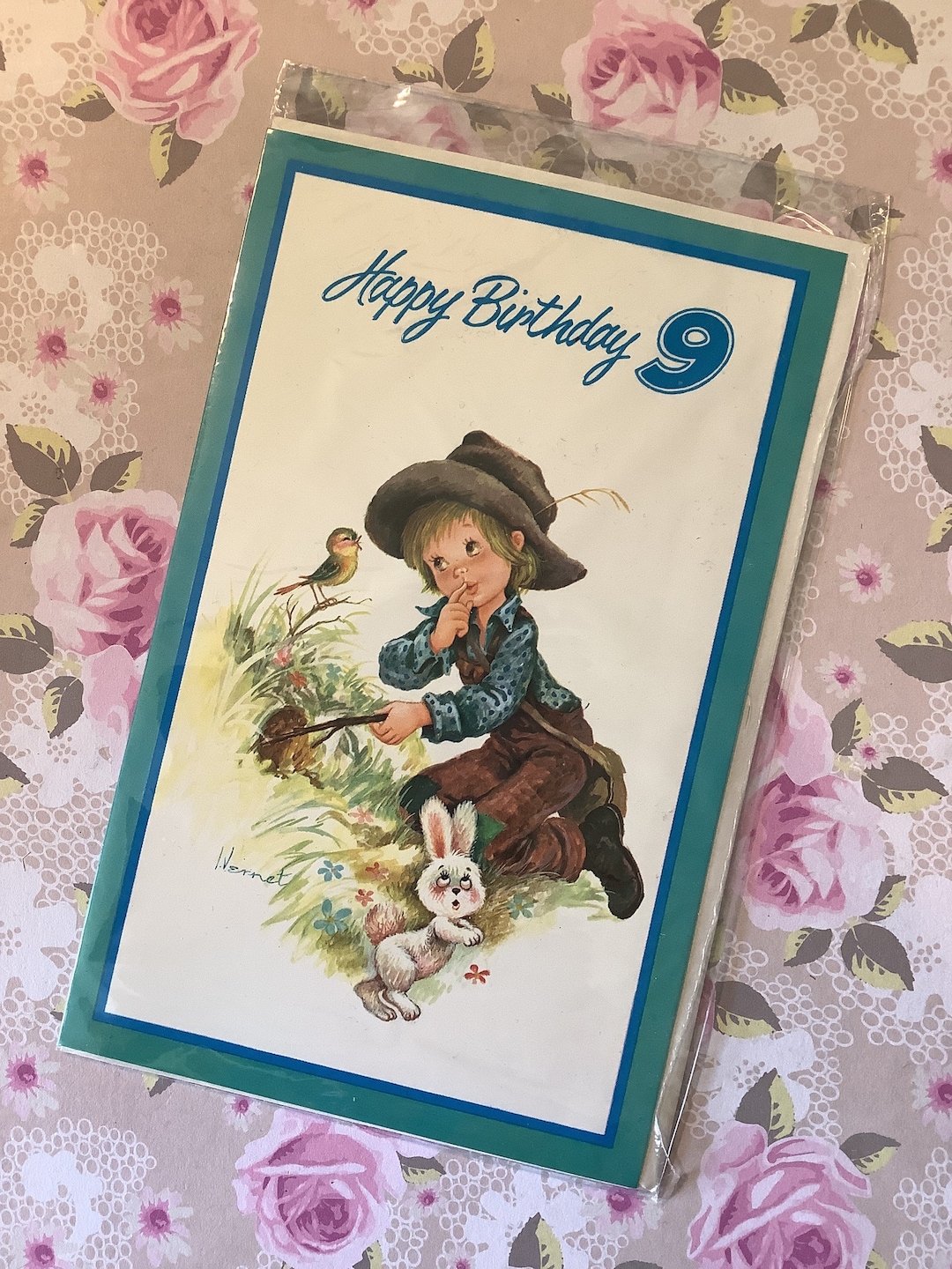RARE Vintage/retro Circa 1970s 'happy Birthday 9' Birthday Card - Cute ...