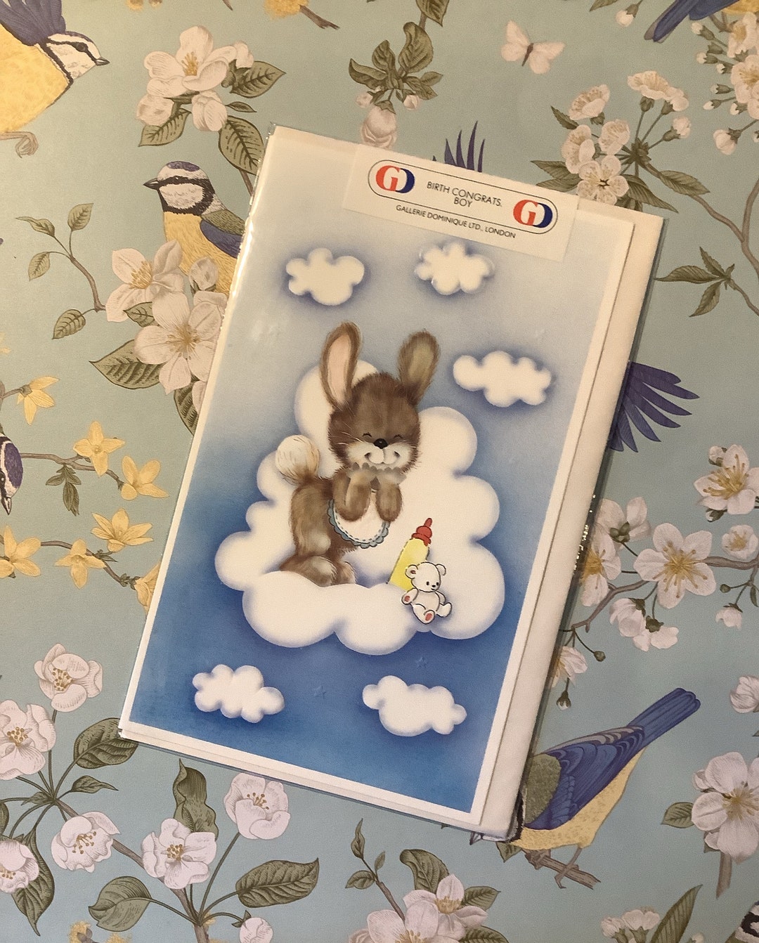 RARE Vintage/retro Circa 1980s 'new Baby Boy Card -super Cute Rabbit ...
