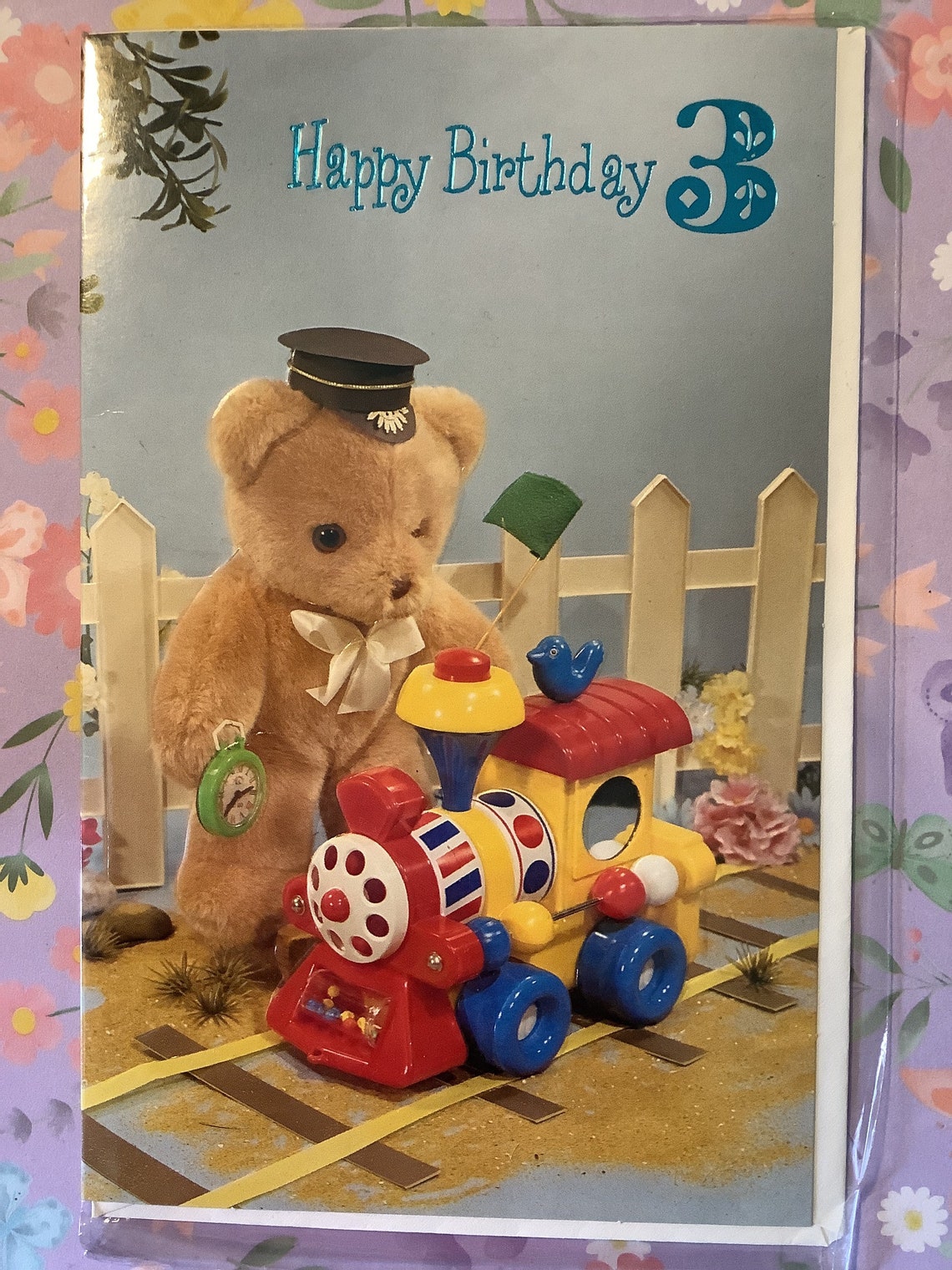 RARE Vintage Circa 1970s 'happy Birthday 3' Cute Retro Teddy Bear Train ...