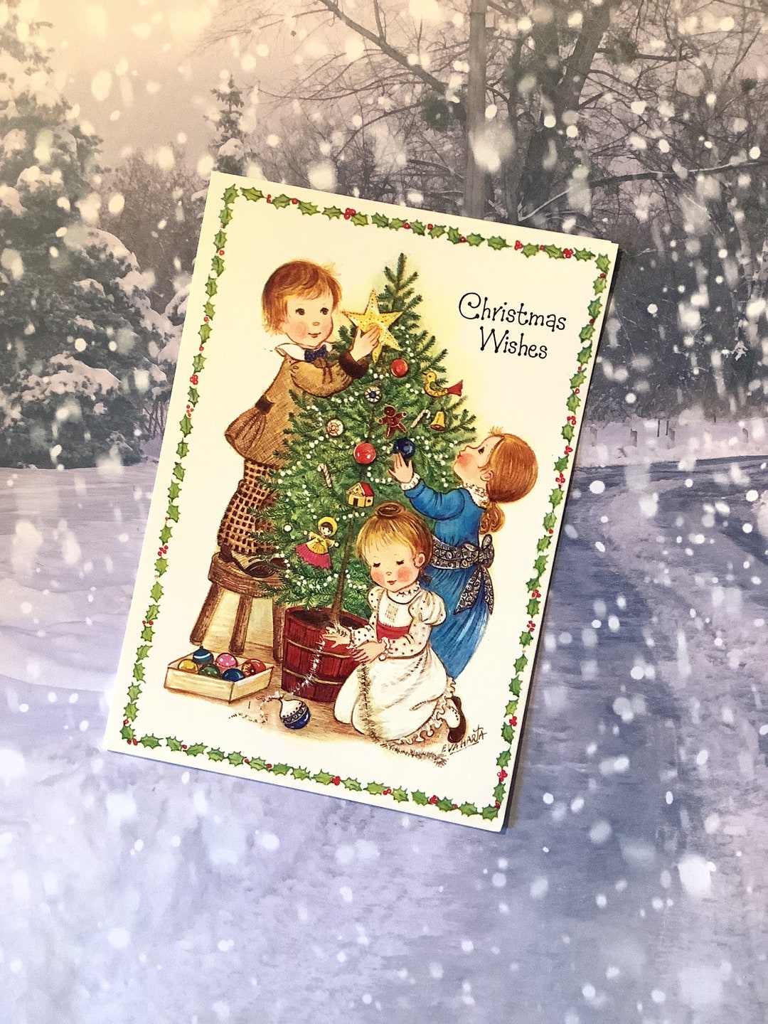 RARE Vintage Circa 1970s 'christmas Wishes' Blank Card Designed by Eva ...