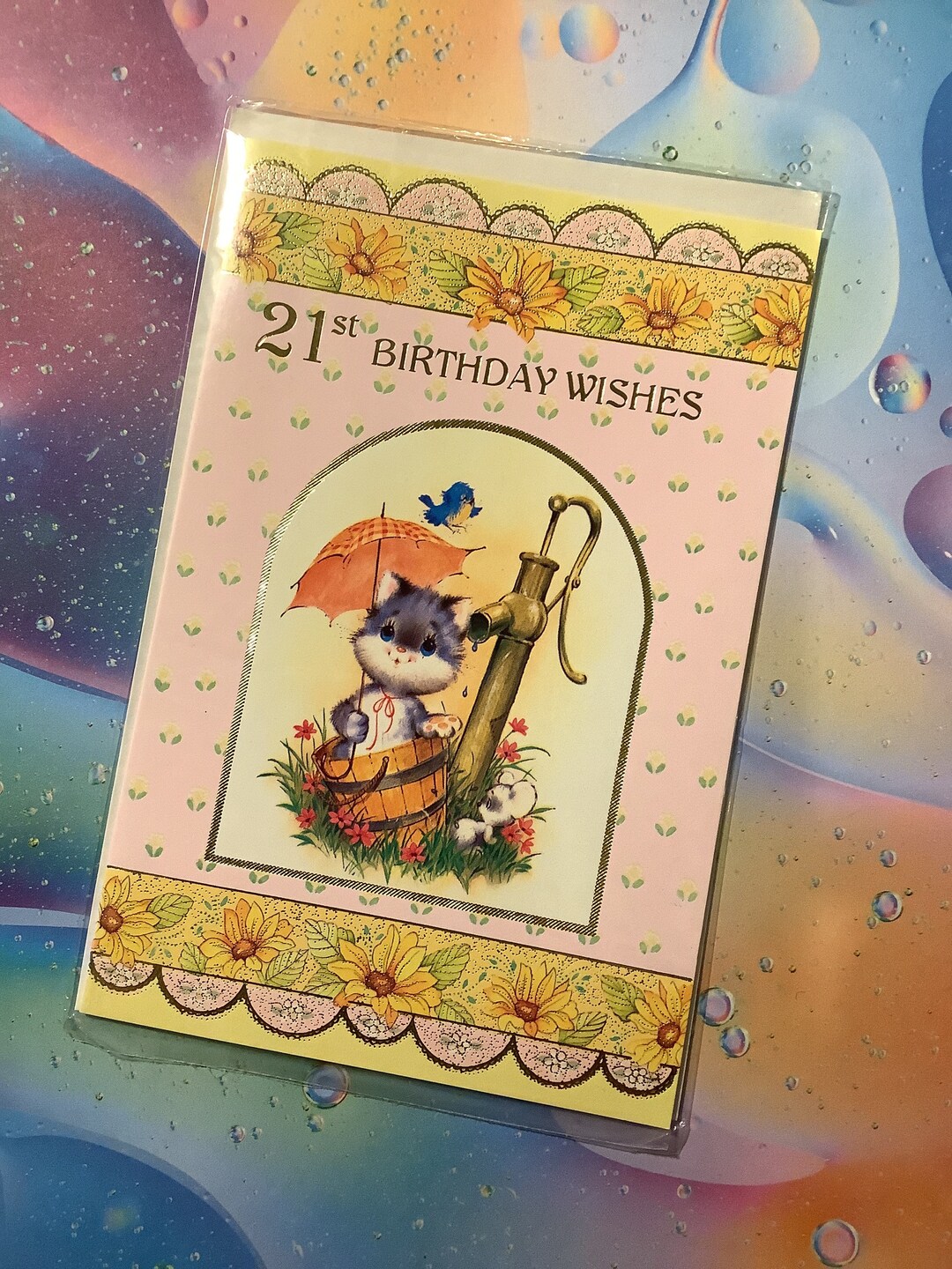 RARE Vintage Circa 1970s '21st Birthday Wishes' Card Cute, Kitsch Cat ...