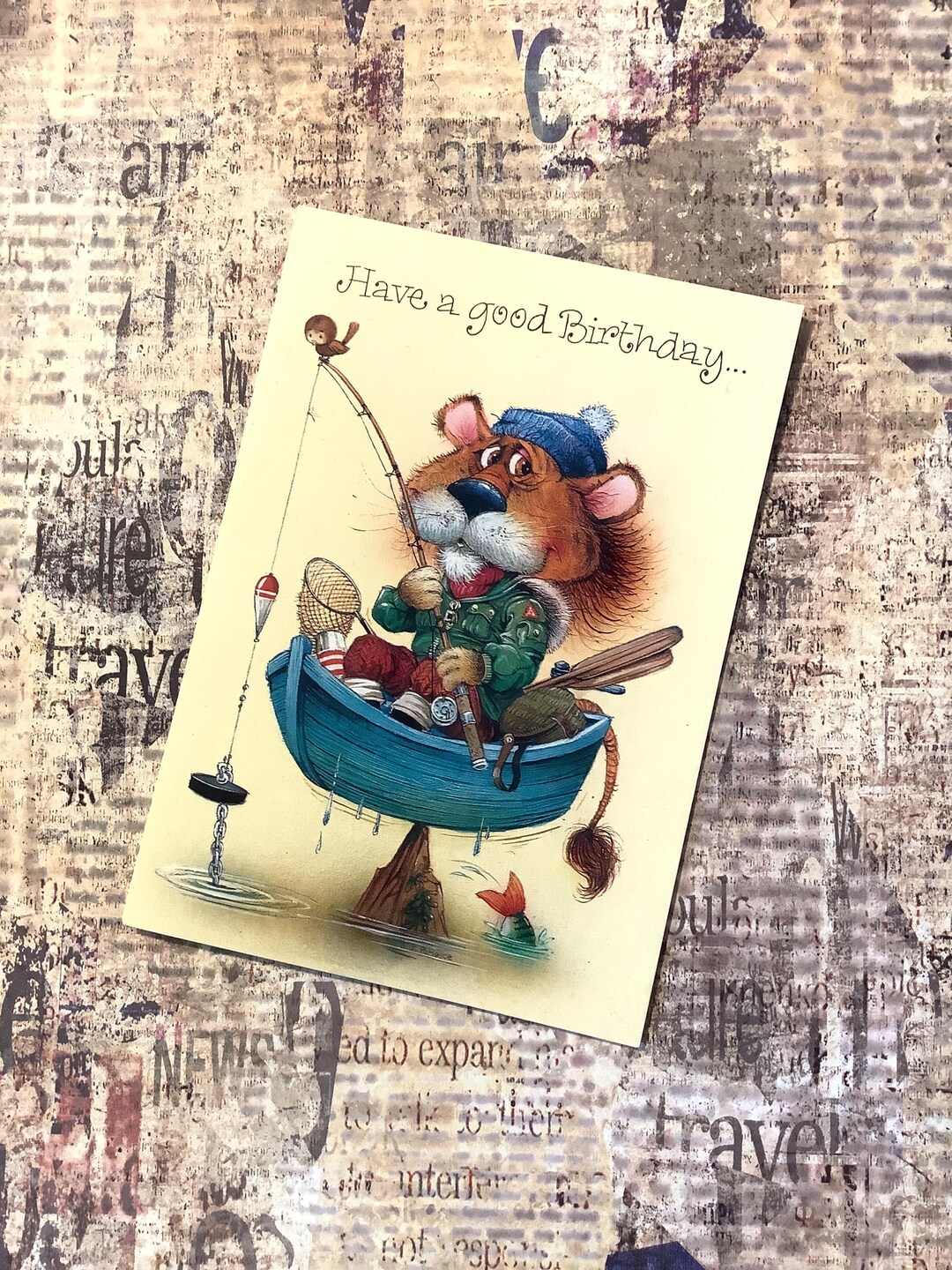 RARE Vintage Circa 1970s Birthday Card With a Fun, Kitsch Fisherman ...