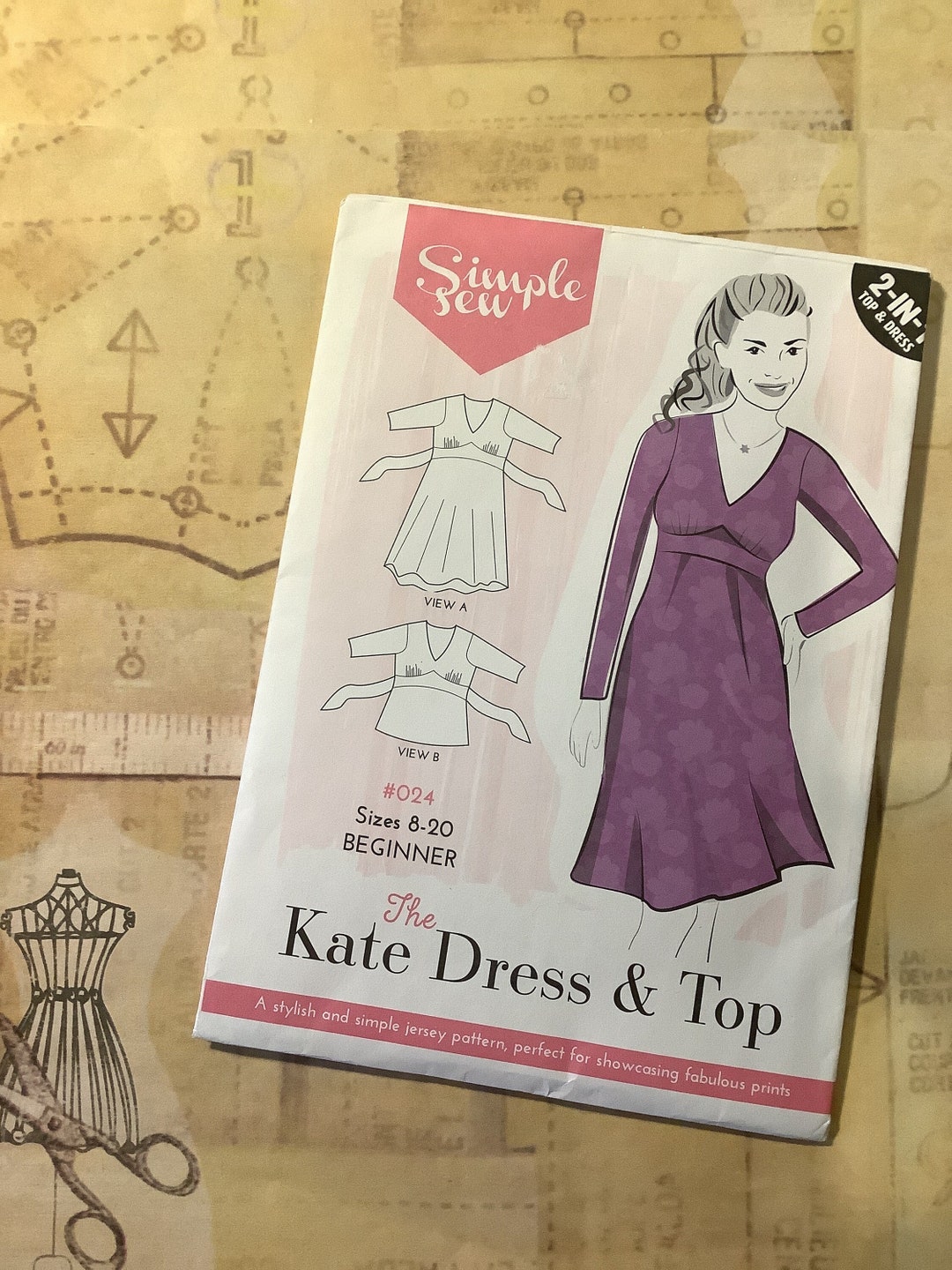 Uncut Simple Sew Sewing Pattern #24 the Kate Jersey Dress & Top UK ...