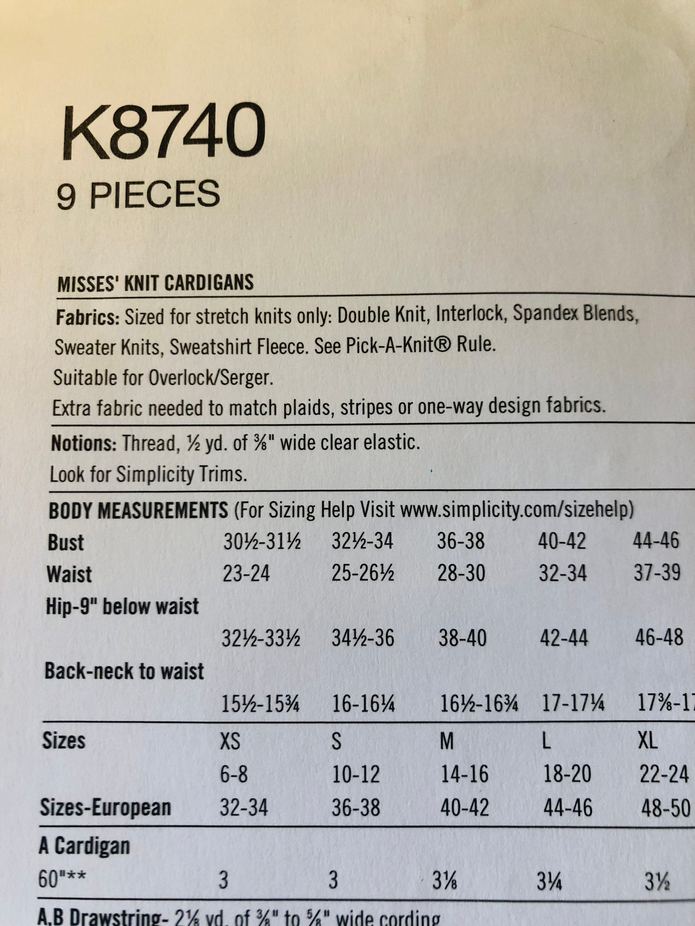Uncut 2020 Simplicity 'easy to Sew' Sewing Pattern K8740 for Misses ...