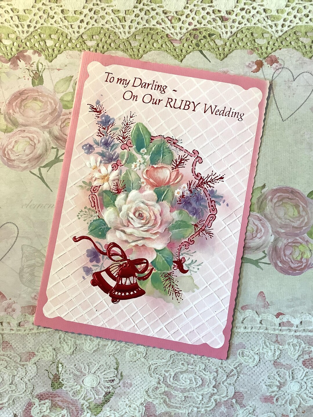 RARE Vintage Circa 1970s 'to My Darling on Our Ruby Wedding' Card With ...