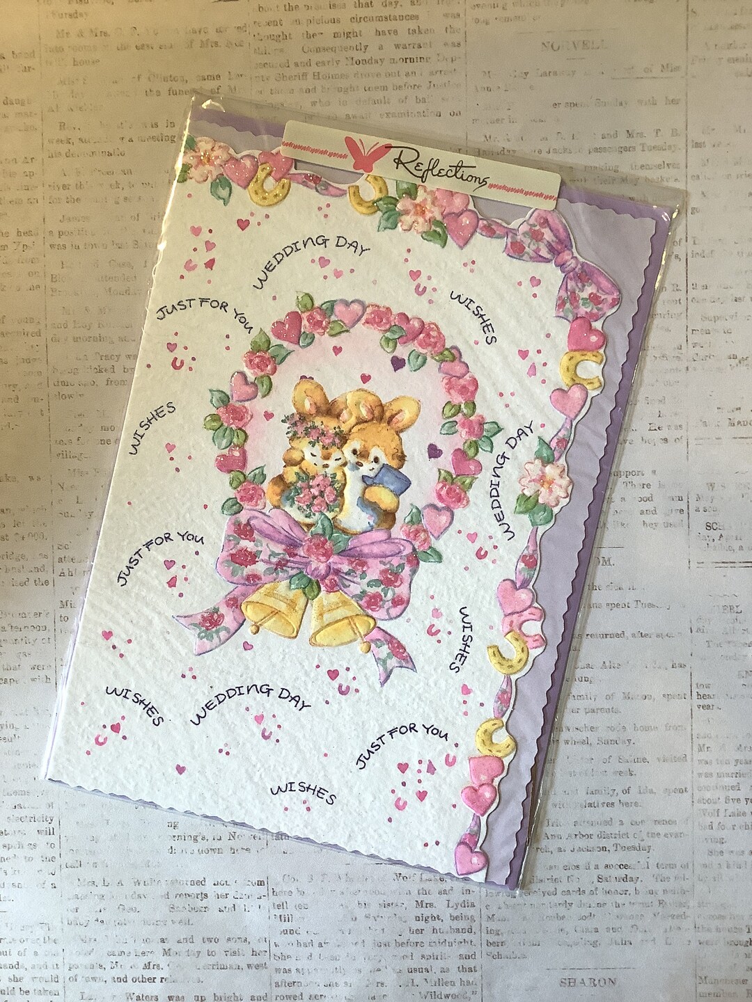 ADORABLE Vintage Circa 1990s 'wedding Day Wishes Just for You' Card ...