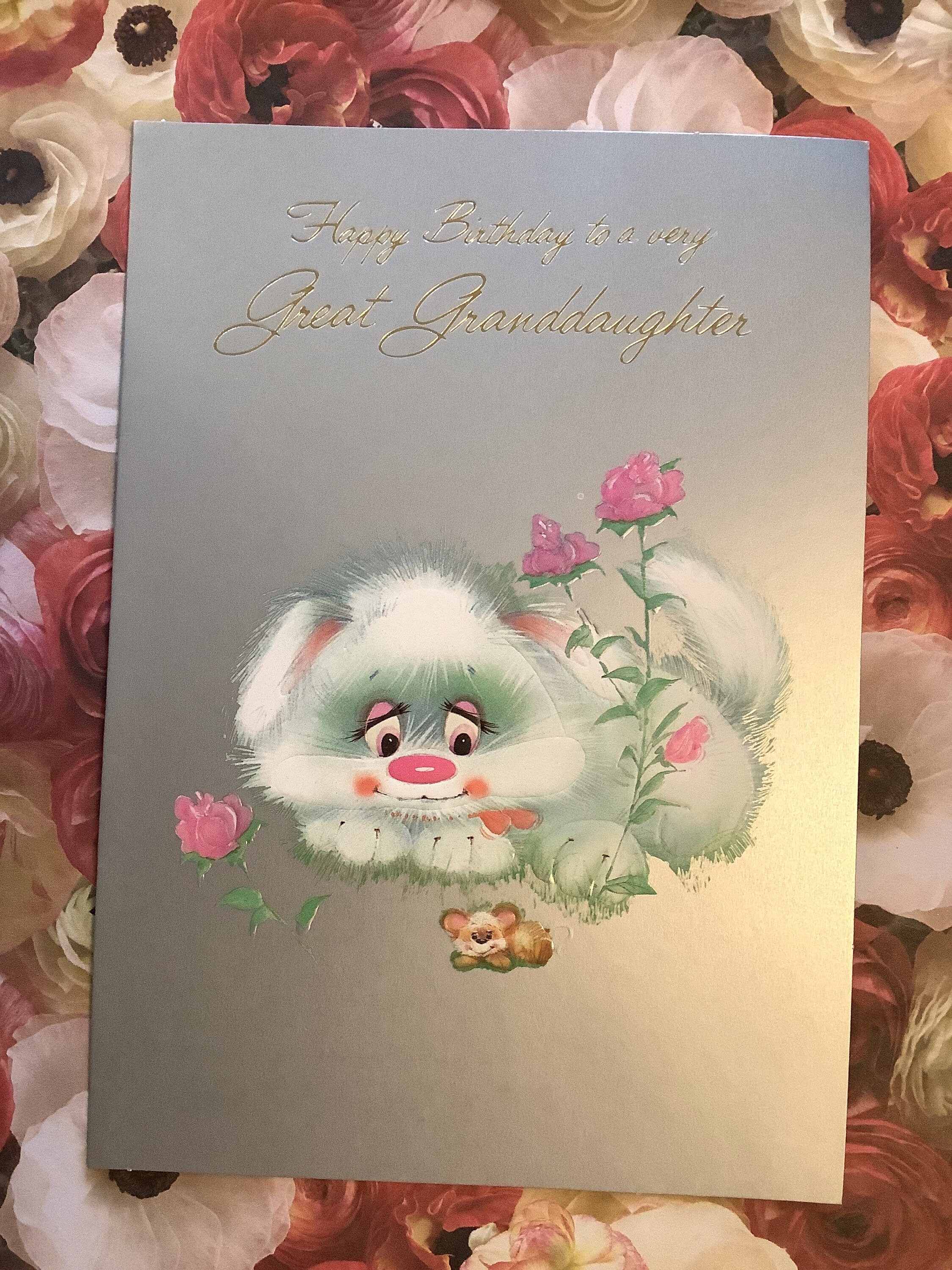 Vintage 1980s Birthday Card - Kitsch Dog, Mouse & Roses Design - Etsy