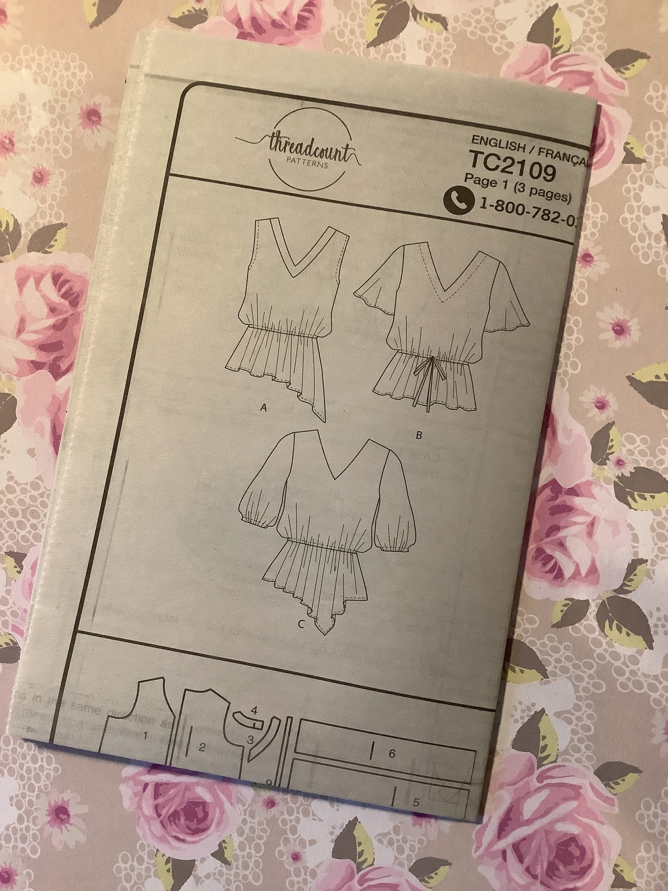 Uncut Threadcount Sewing Pattern TC2109 3-IN-1 Peplum Top With Straight ...