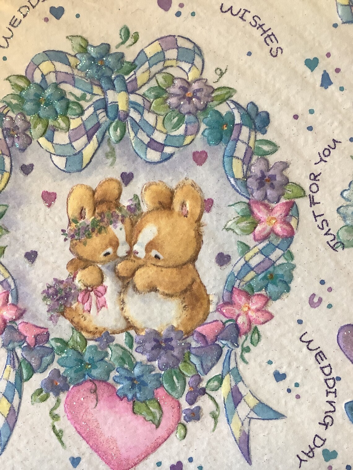 ADORABLE Vintage Circa 1990s 'wedding Day Wishes Just for You' Card ...
