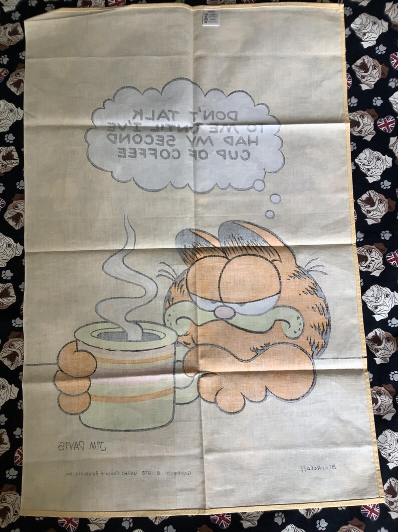 Rare Vintage/retro 1978 Garfield Fun, Coffee Related Design Large 100% ...