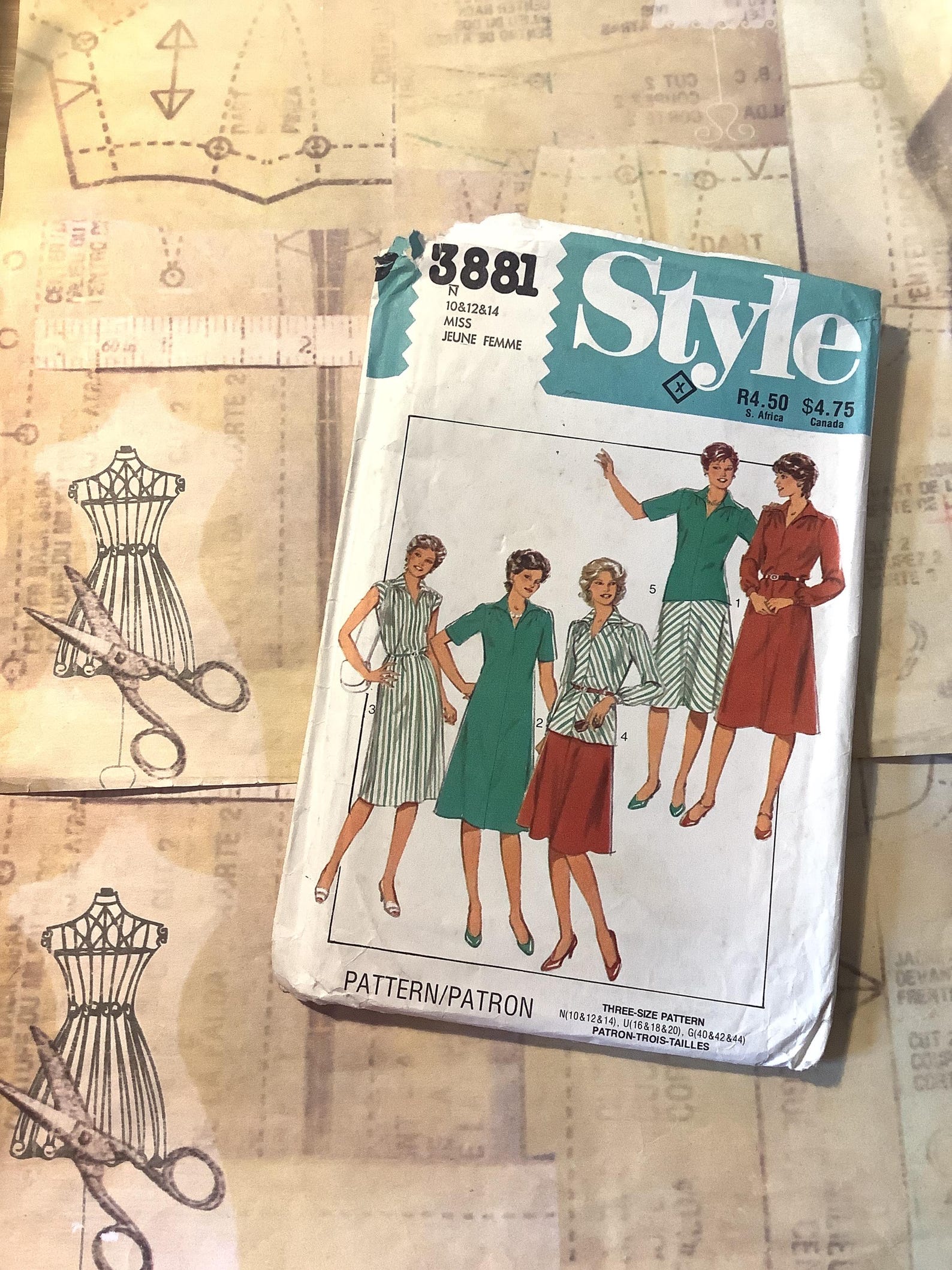 VERY RARE Vintage Uncut 1982 Style Pattern No 3881 Misses' and Women's ...