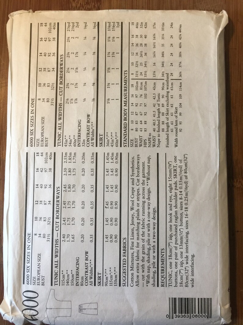 RARE Vintage Uncut Circa 1980s New Look Sewing Pattern No 6000 | Etsy