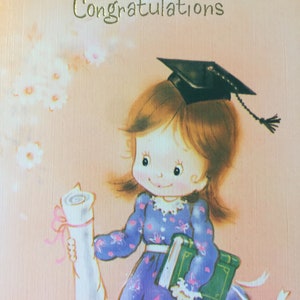 Vintage 1960s Graduation Card – Cute Girl and Dog Design - Etsy