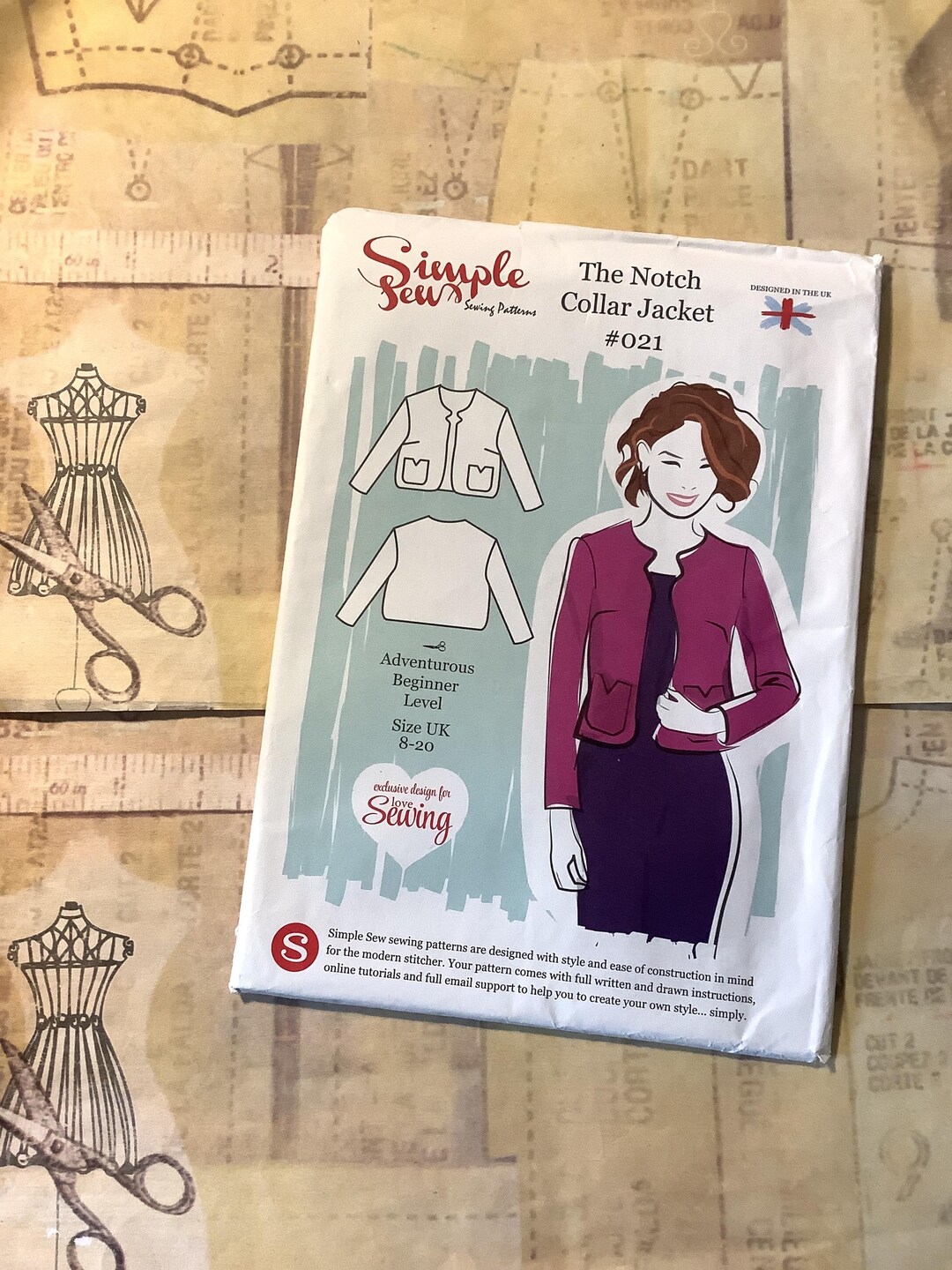 Uncut Simple Sew Sewing Pattern #021 the Notch Collar Jacket in Sizes 8 ...