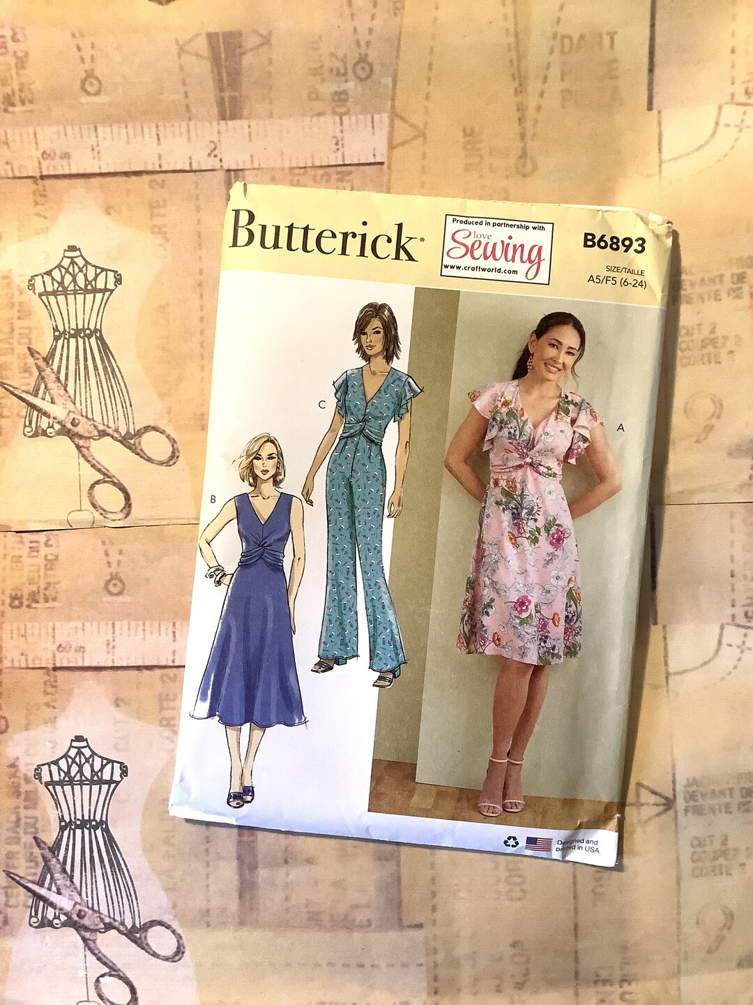Uncut 2022 Butterick Sewing Pattern B6893 for a Misses' Dress and ...