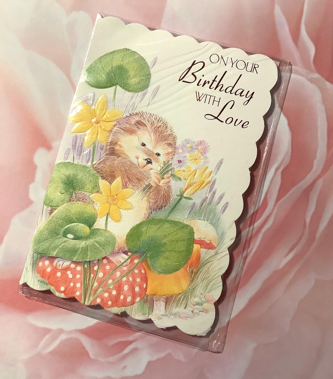 RARE Circa 1980s Larger Size Vintage Birthday Card -super Cute Hedgehog ...