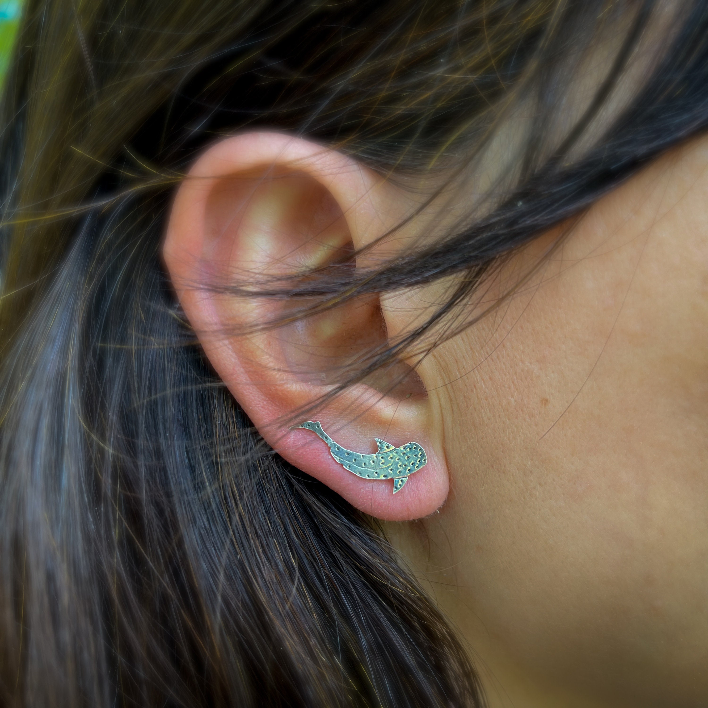 Whale Shark Ear Climbers, Whale Shark Earrings, Ocean Inspired Earring ...