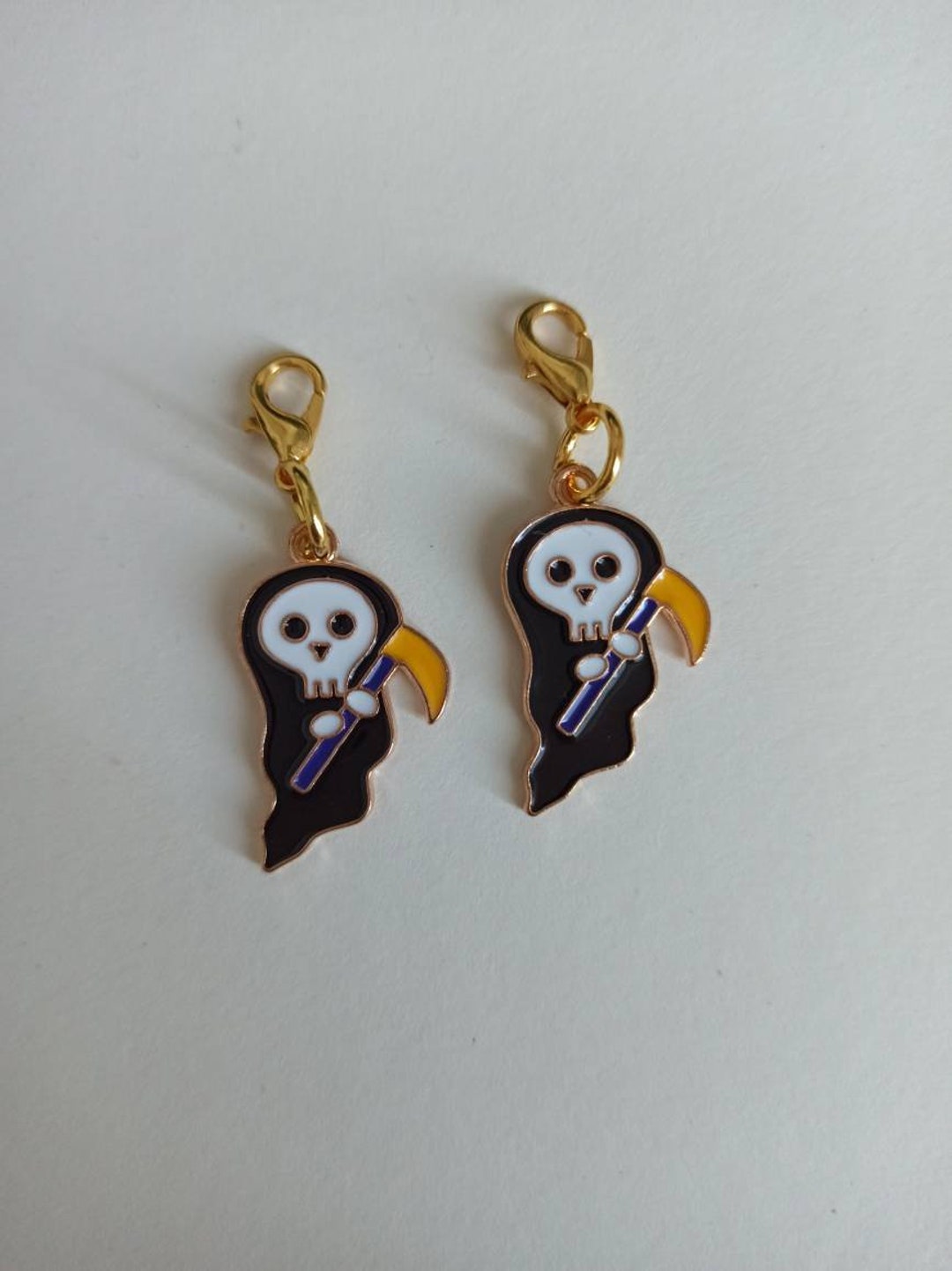 Stitch Marker/pendant Set Grim Reaper Halloween Charm - Etsy