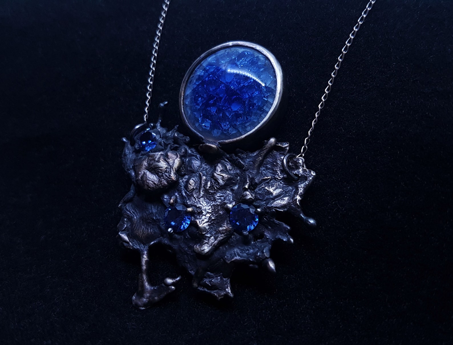 Large Sterling Silver Pendant Blue Stone Pendant Gift for - Etsy