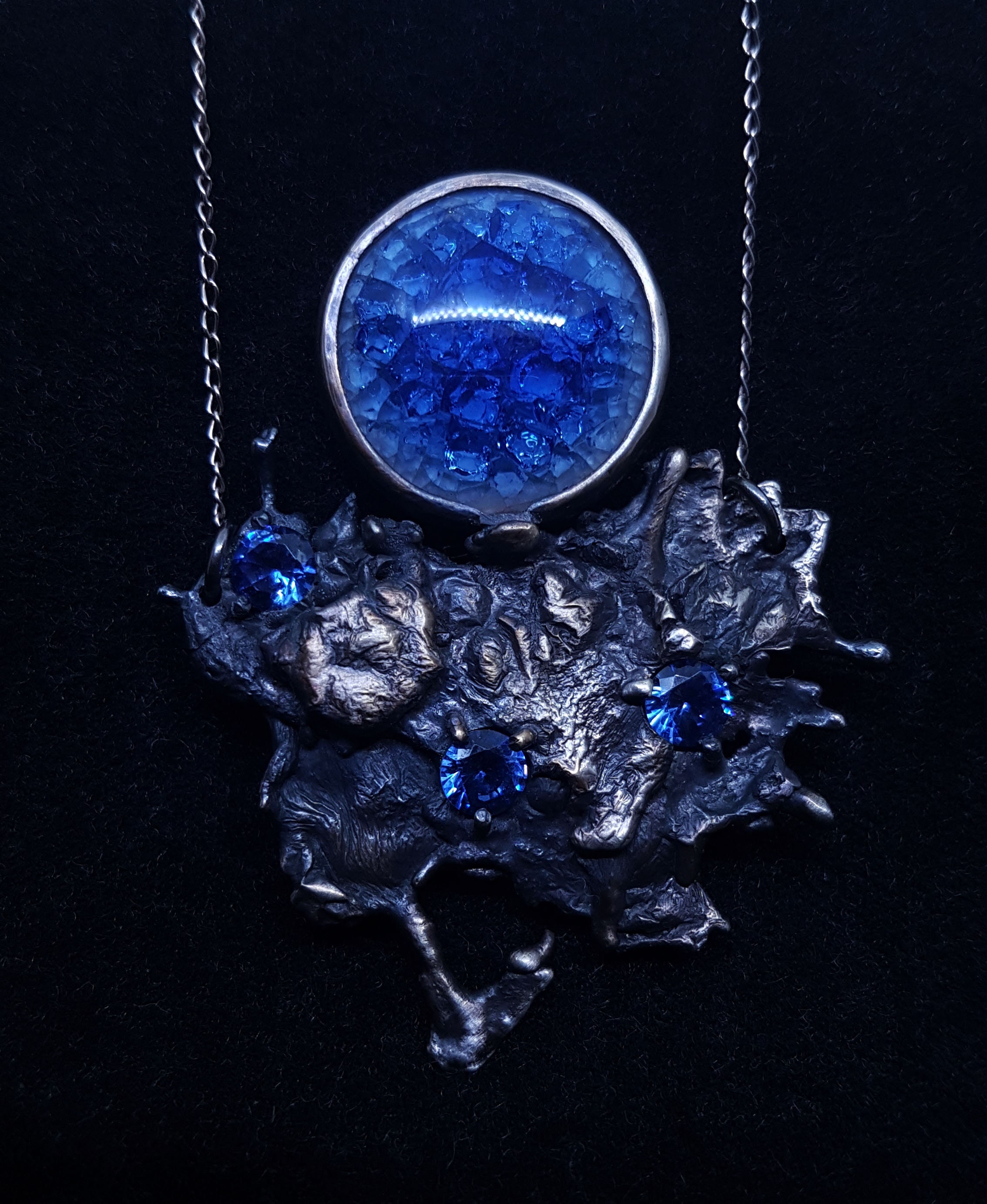 Large Sterling Silver Pendant Blue Stone Pendant Gift for - Etsy