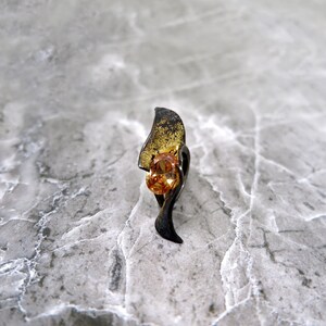 Sterling Silver Ring, Tension Set Ring, 24k Gold Leaf, Cintrine Silver ...