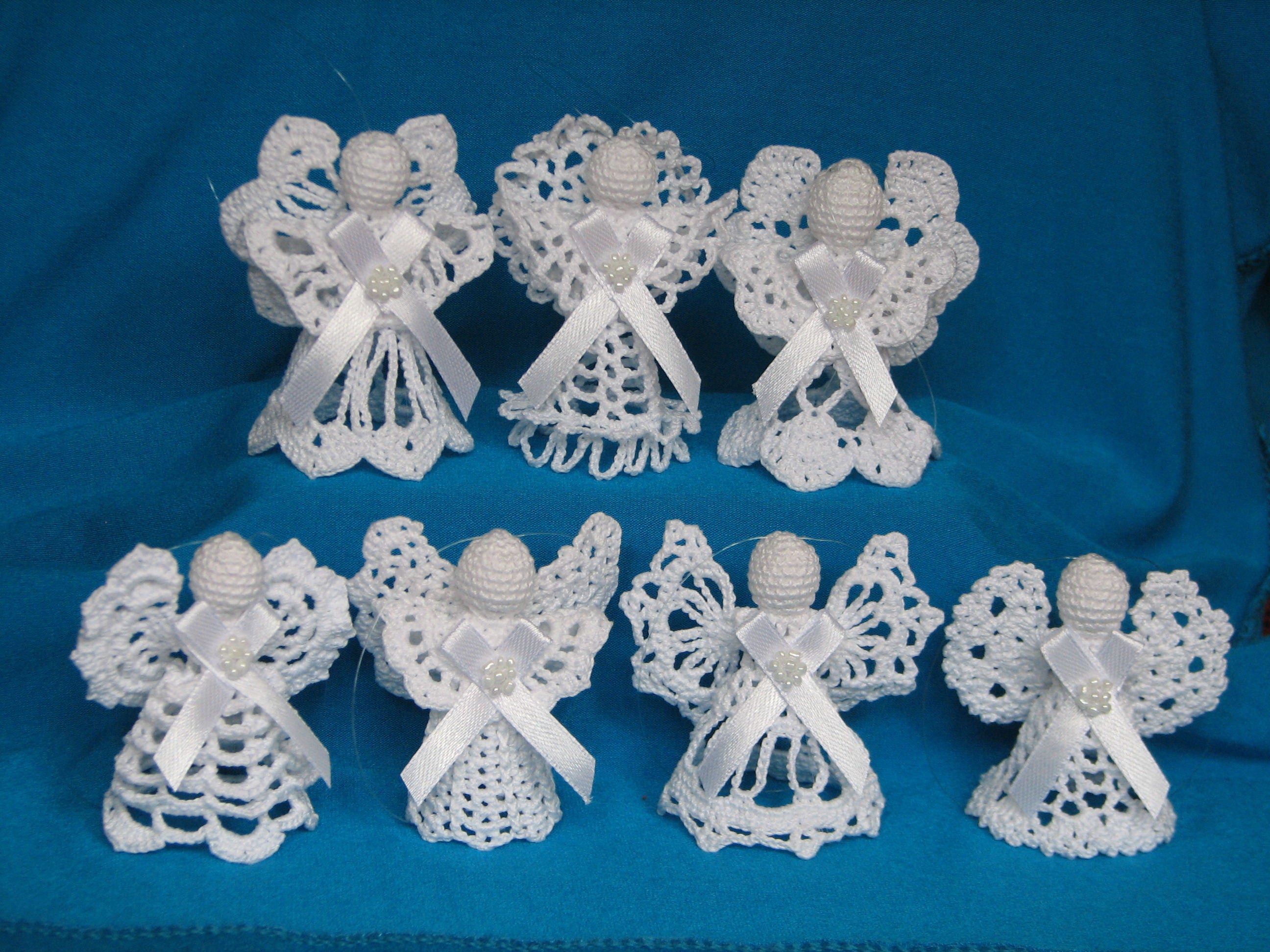 Set of 7 Lace Angels Christmas Ornaments Tree Decorations Christmas ...