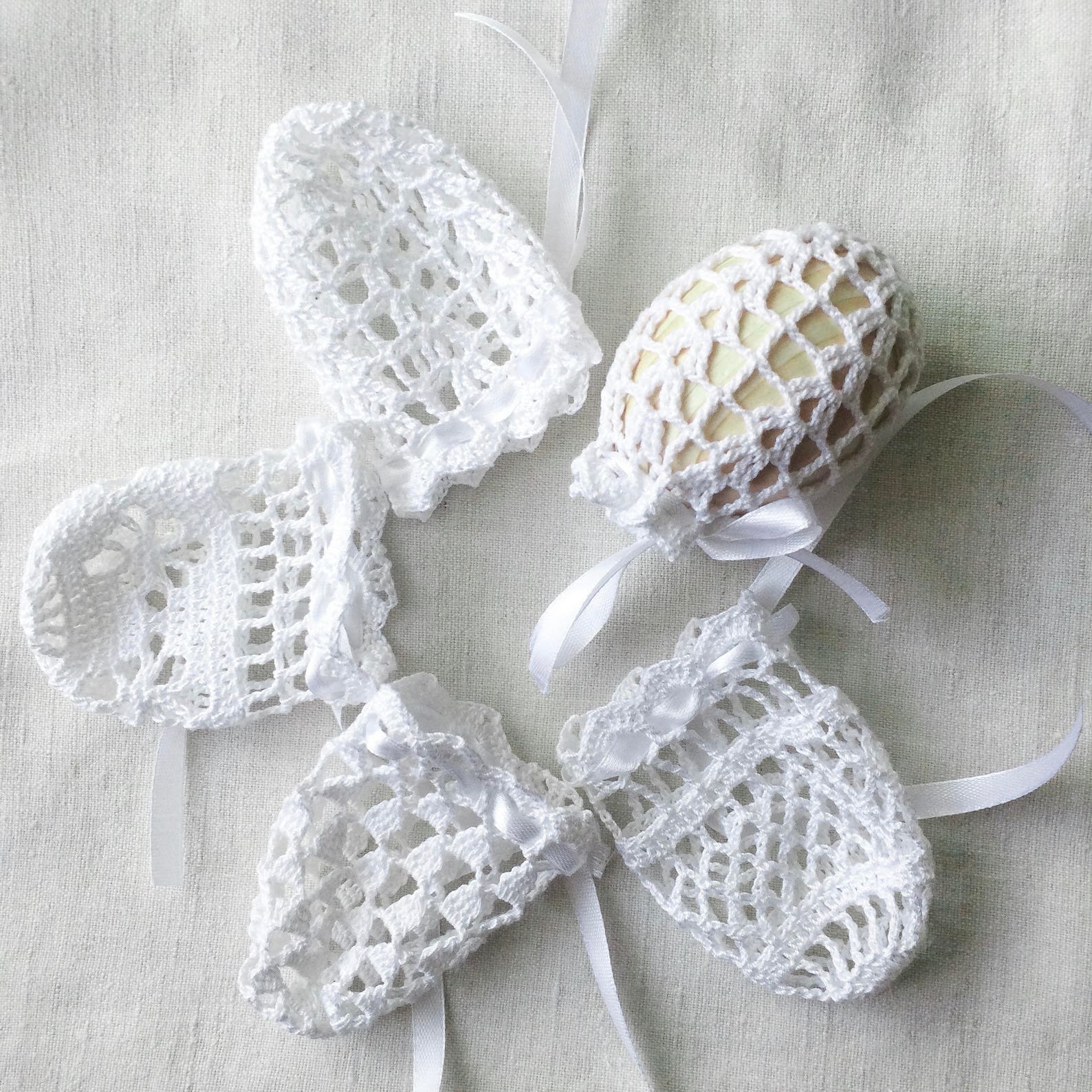 White Eggs Cover Easter Decoration Table Kitchen Decor Set of 5 Crochet ...