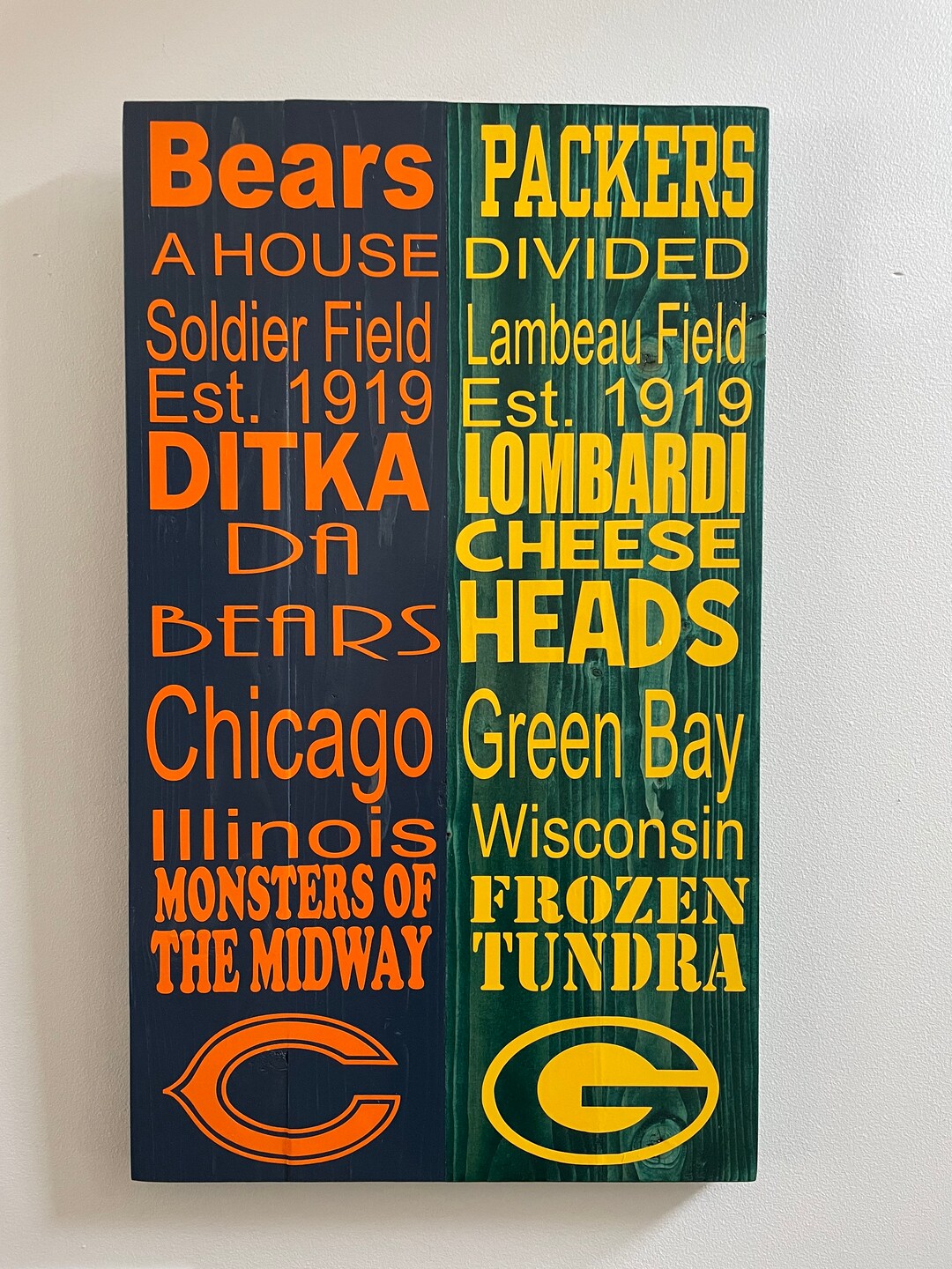 House Divided Sign - Chicago Bears / Green Bay Packers - Etsy