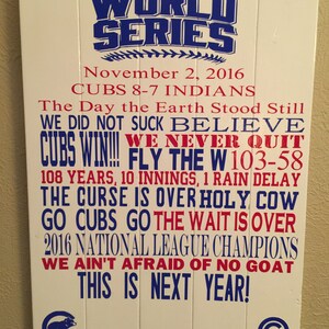 Chicago Cubs World Series Sign - Etsy
